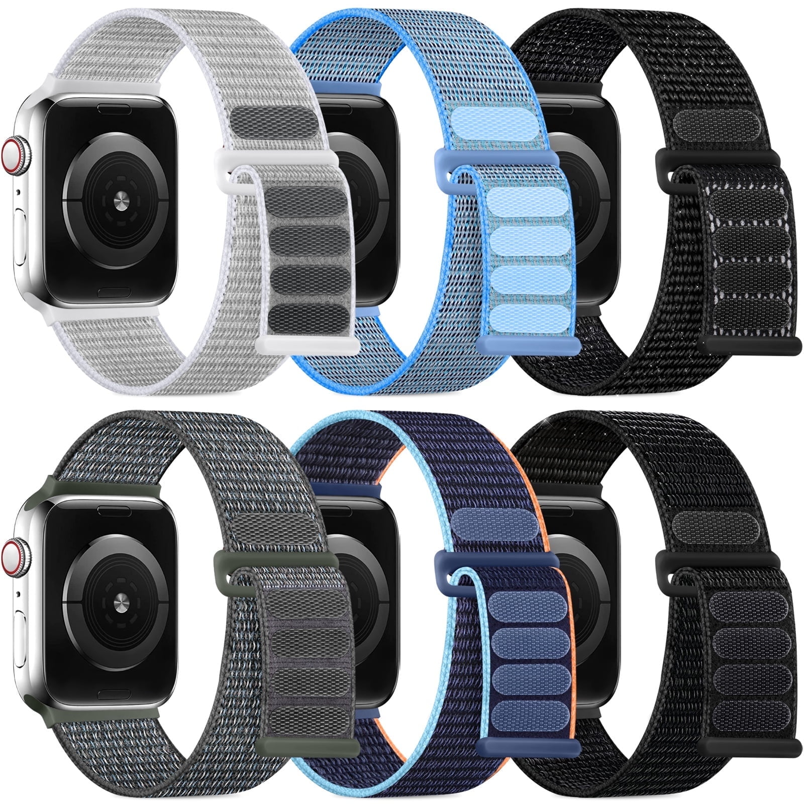 Comvin 6 Pack Stretchy Nylon Bands Compatible with Apple Watch 40mm 41mm 38mm 44mm 45mm 49mm ...