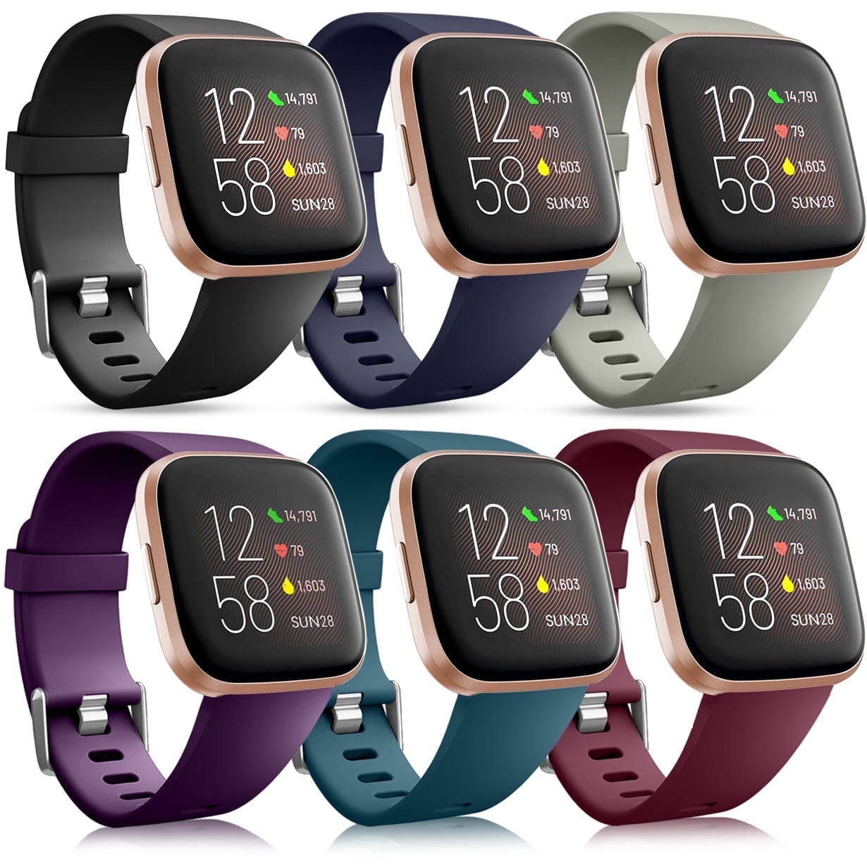 Comvin 6 Pack Watch Bands Compatible with Fitbit Versa 2/Versa/Versa ...