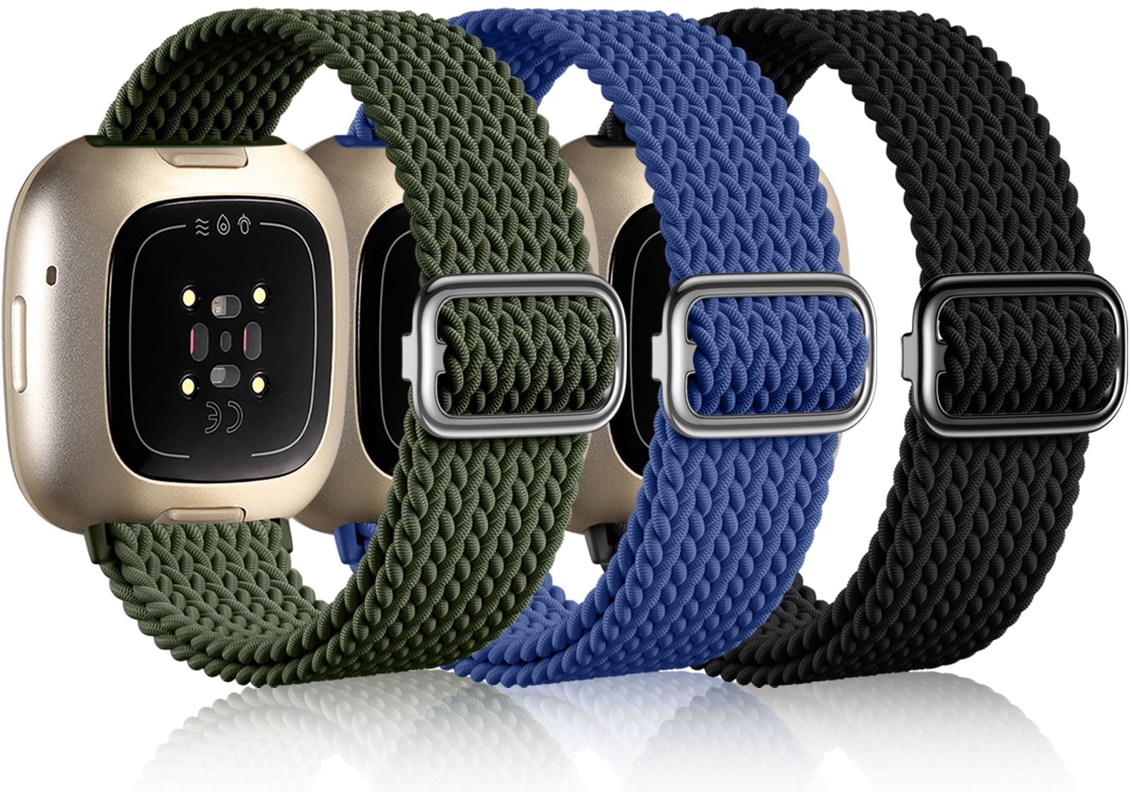 Comvin Nylon Stretchy Elastic Watch Bands for Fitbit Versa 4, Versa 3 ...