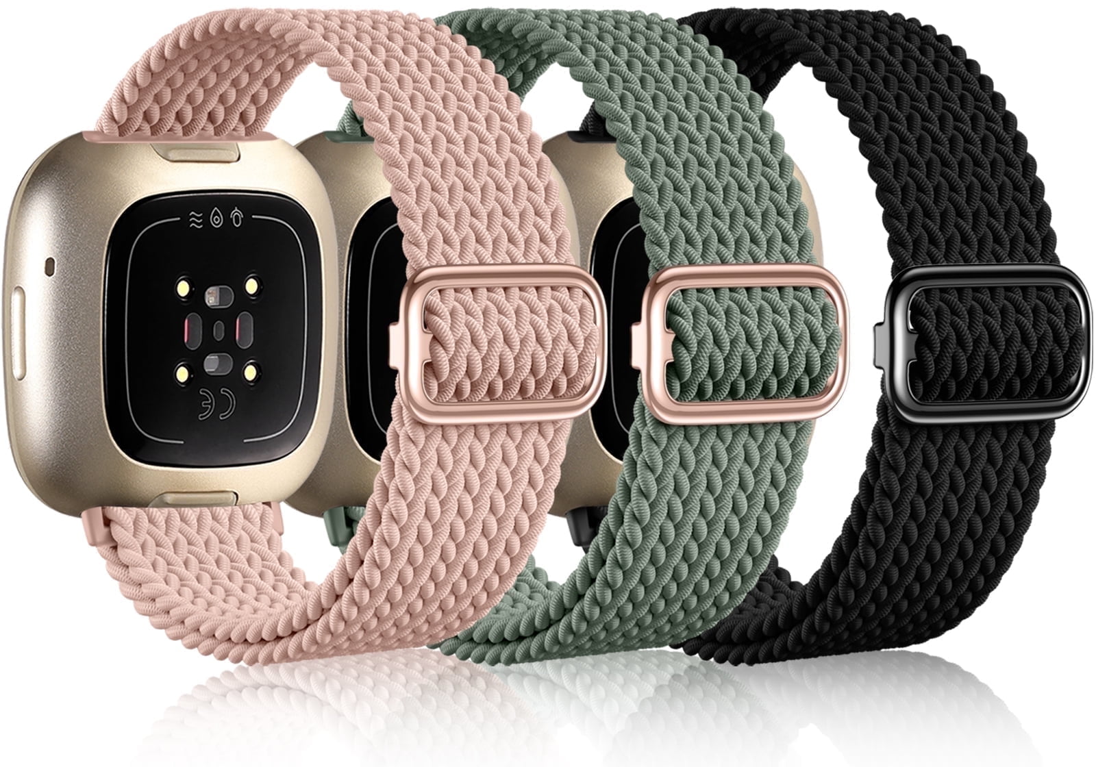 Comvin Nylon Elastic Bands, Compatible with Fitbit Versa 4, Versa 3 ...