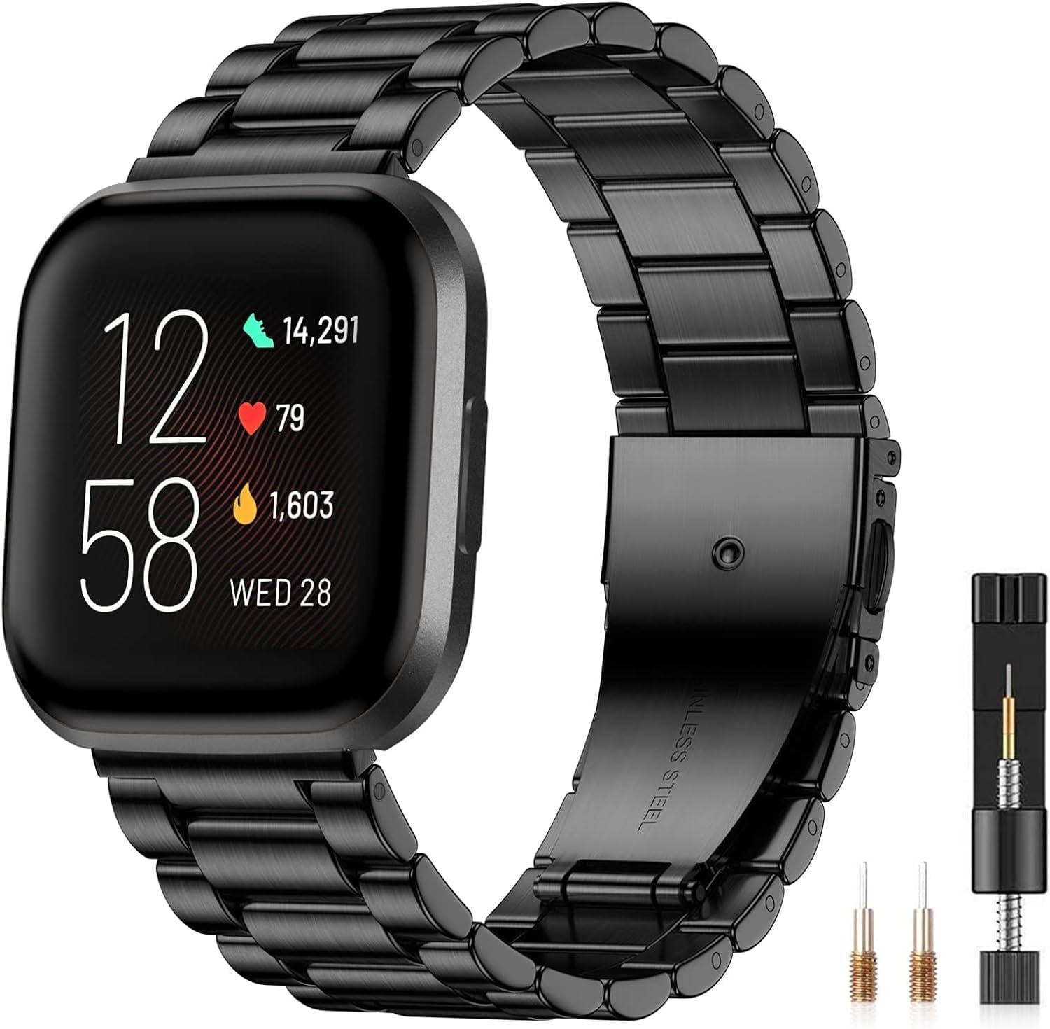 Comvin Metal Watch Bands for Fitbit Versa 2/Versa/Versa Lite /SE Bands ...