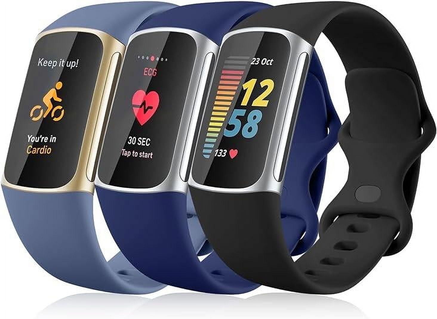 Comvin Soft Silicone Watch Bands, Compatible with Fitbit Charge 6 and 5 ...