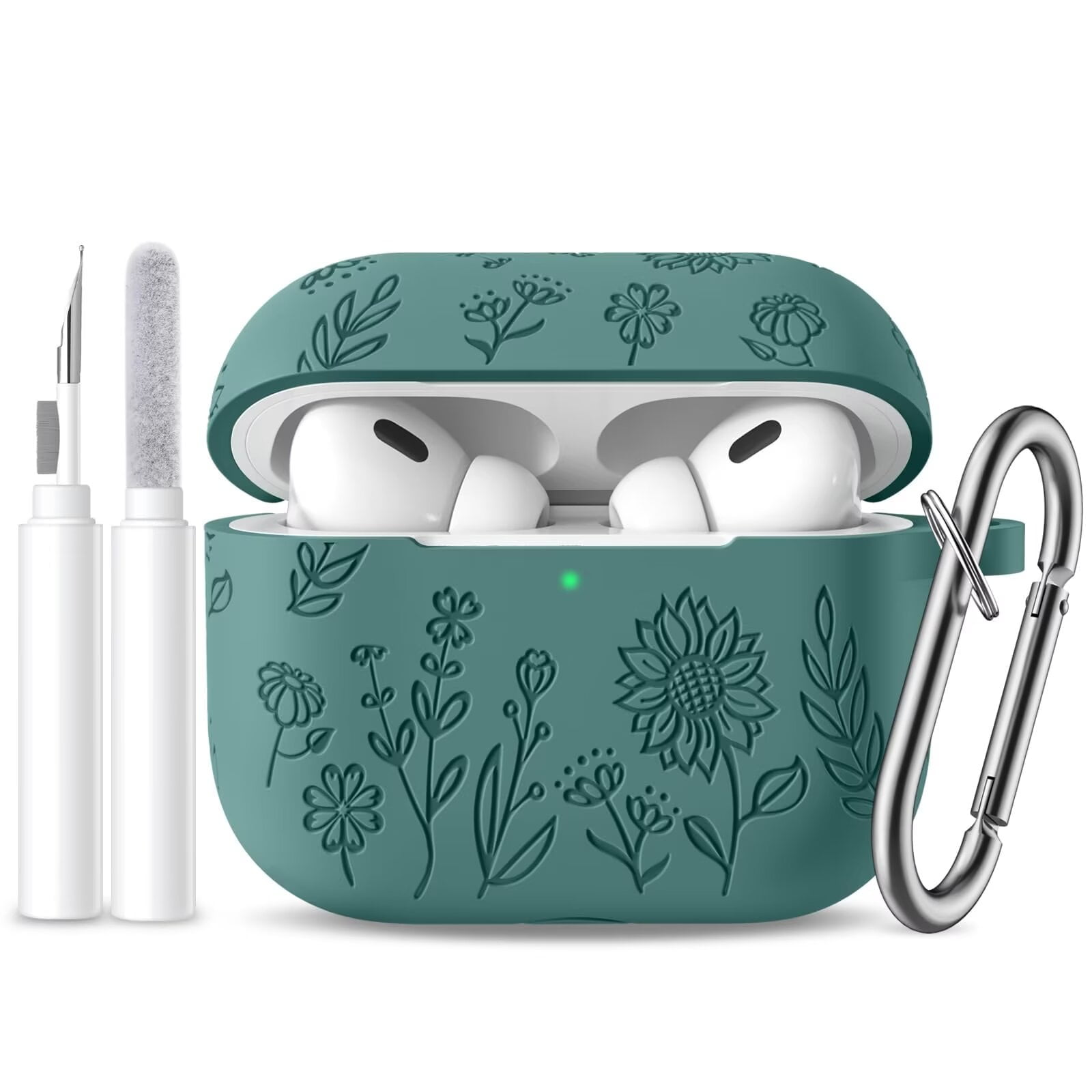 Comvin for AirPods Pro 2 Case with Cleaner Kit, Flower Engraved ...