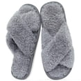 Comwarm Fuzzy Slide Slippers for Women, Cross Band Memory Foam Open Toe ...