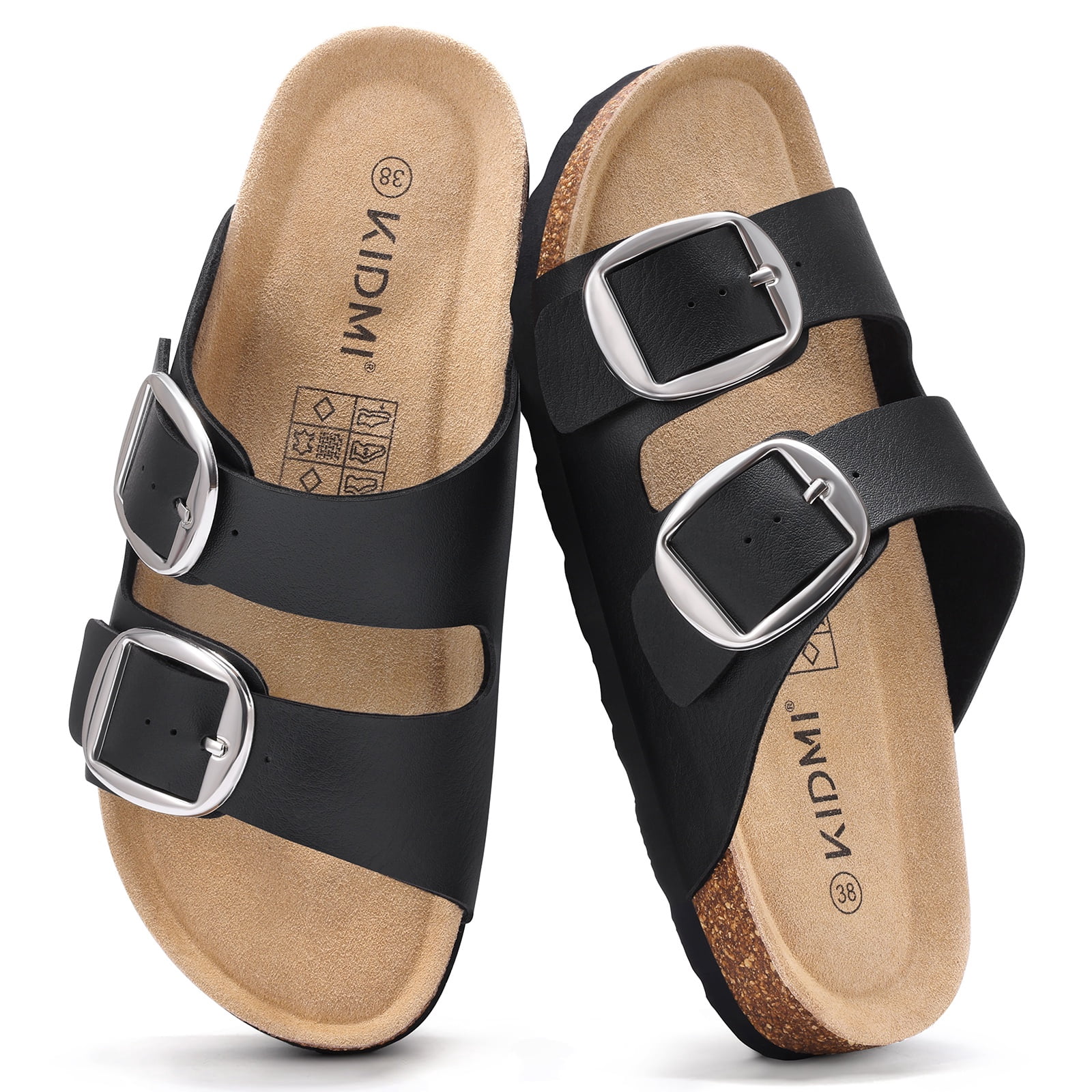 Comwarm Women's Cork Footbed Slide Sandals, Comfortable Arch Support ...