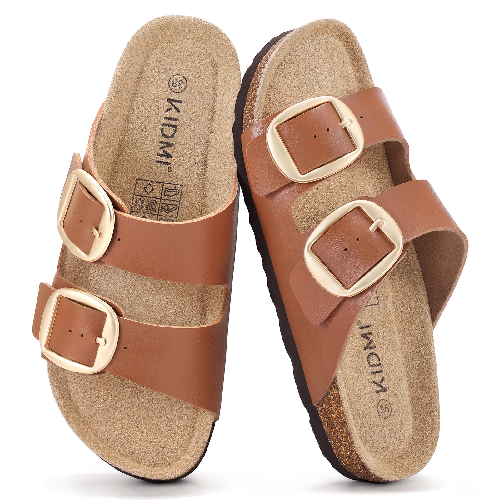 Comwarm Women's Cork Footbed Slide Sandals, Comfortable Arch Support ...