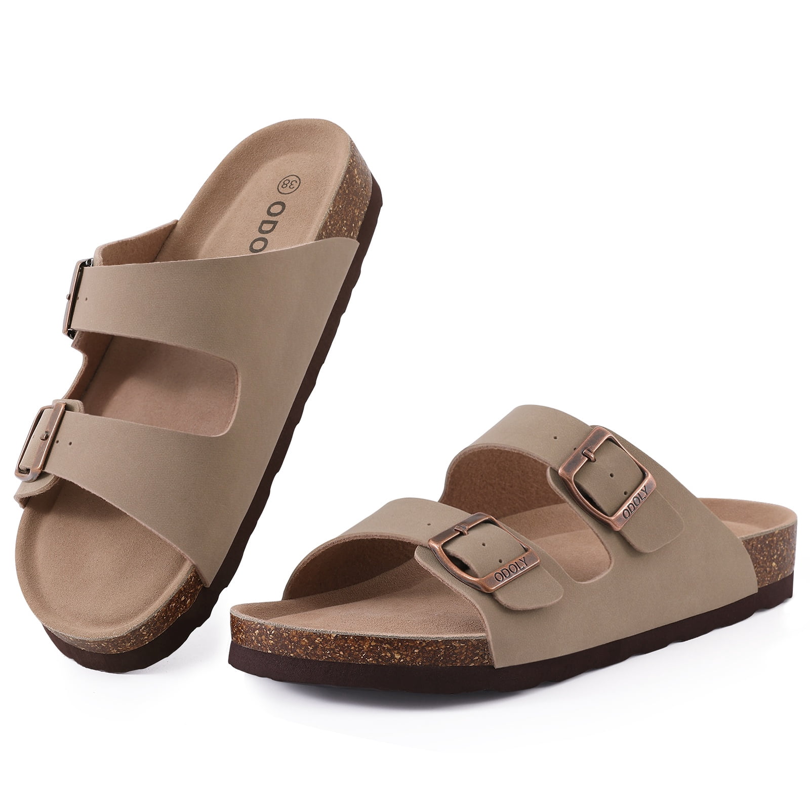 Comwarm Women's Cork Footbed Slide Sandals, Comfortable Flat Sandals ...