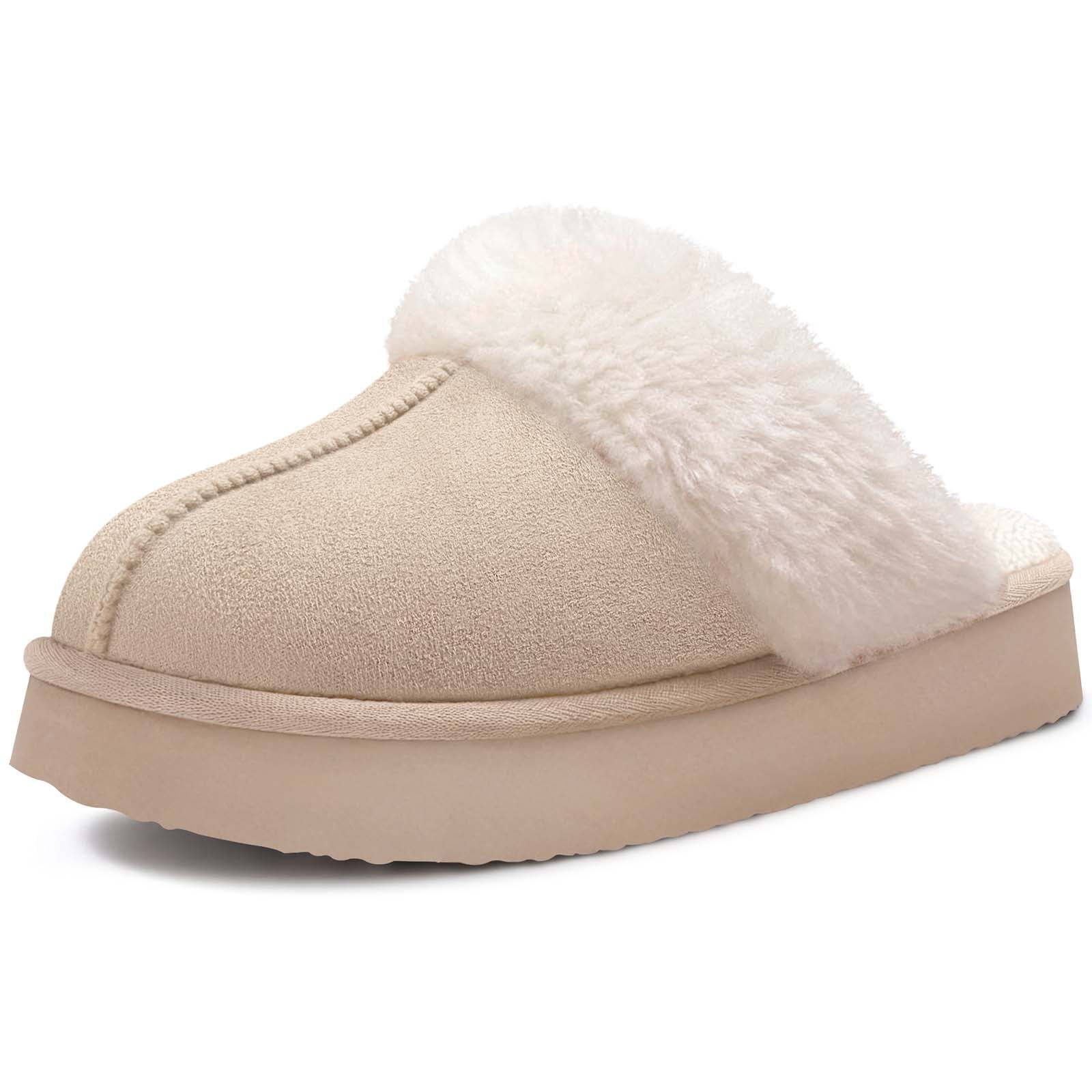 Comwarm Womens Fuzzy Memory Foam Slippers Fluffy Platform Winter House ...
