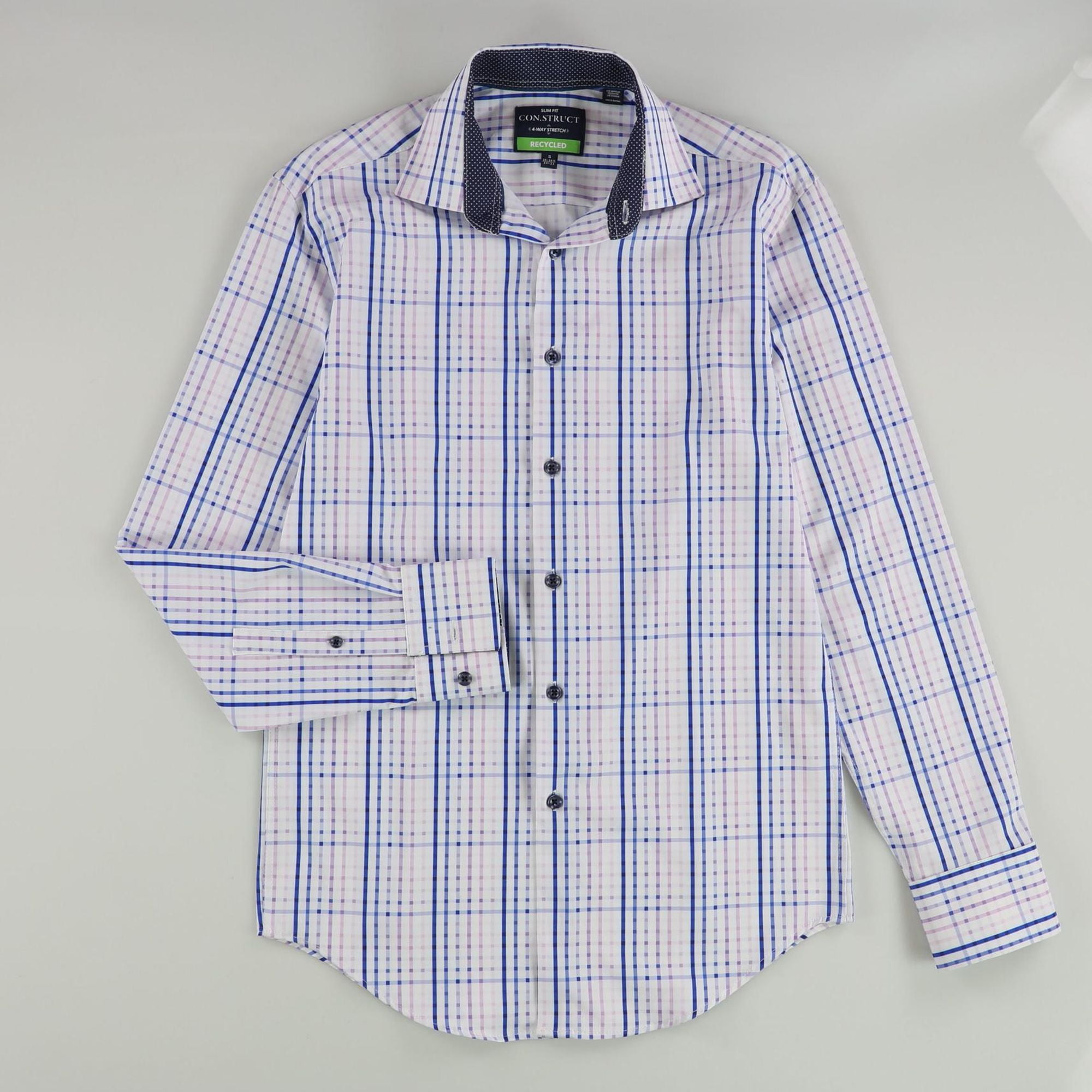 Con.Struct Mens Gingham Style Button Down Dress Shirt, Multicoloured ...