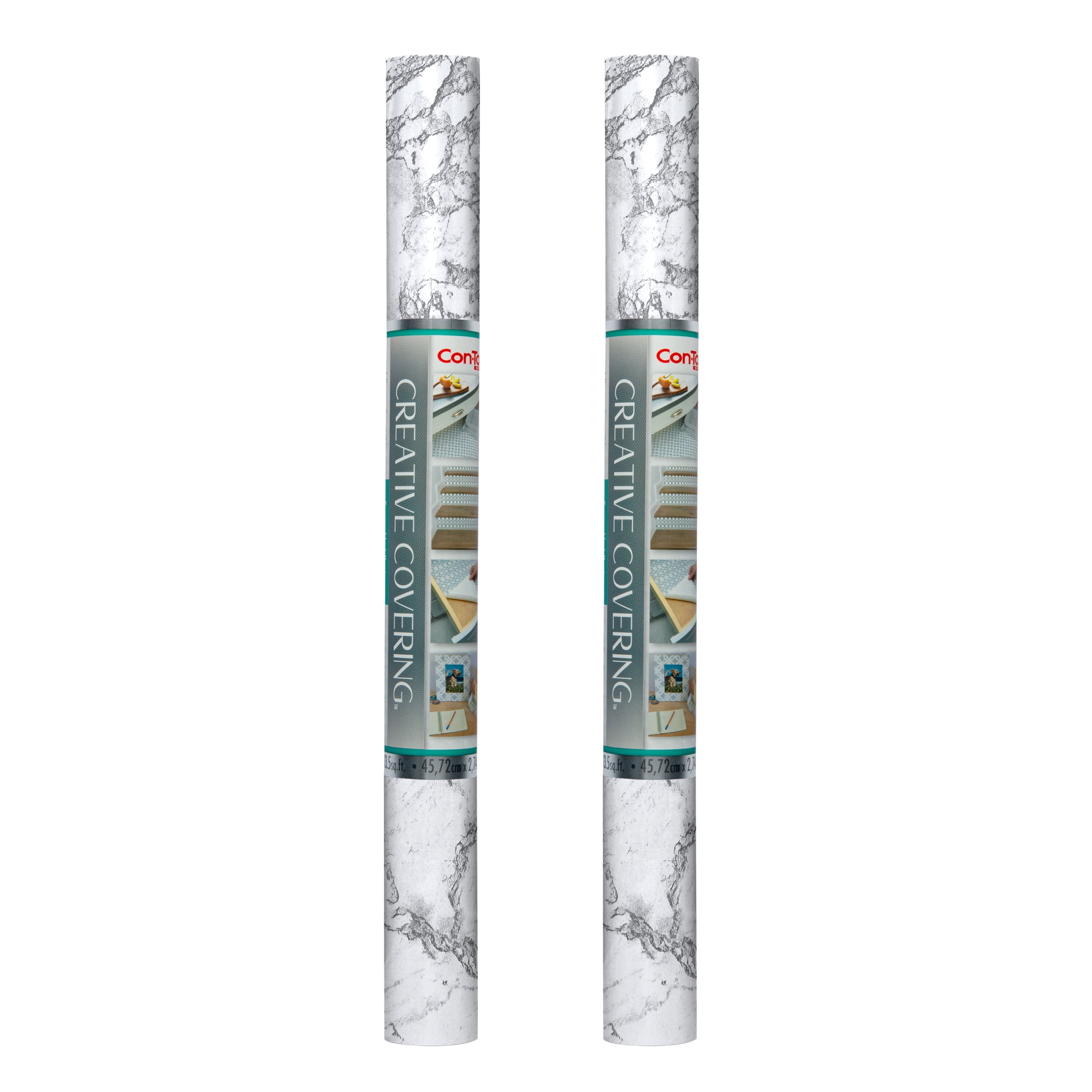 Con-Tact Heavy Duty Adhesive Shelf Liner, Marble Gray, 18in x 9ft, 2 ...