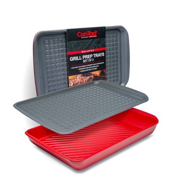 Con-Tact Kitchen Set of 2 Melamine Serving Trays with Handles for ...