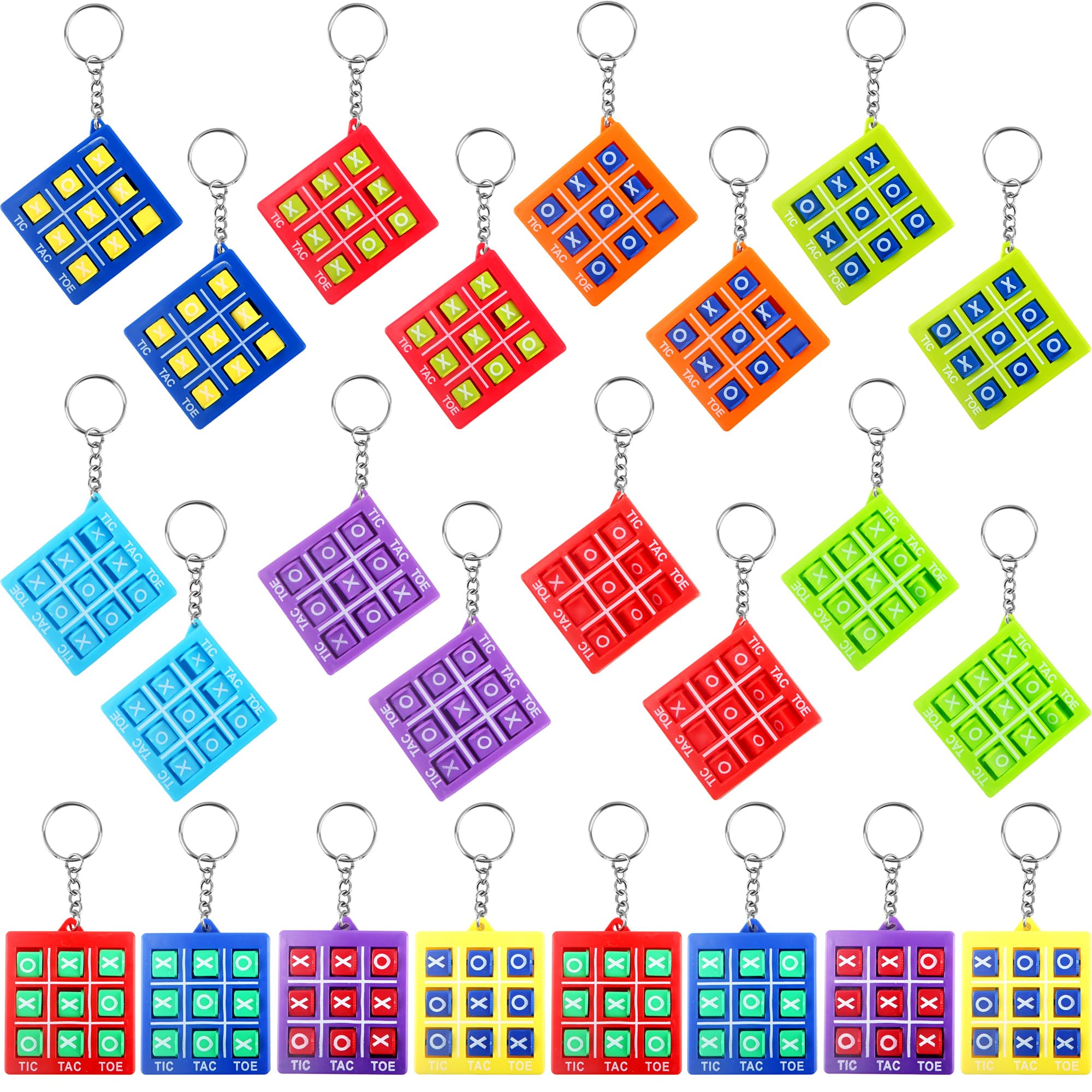 Conagel 24 Pack Mini Tic Tac Toe Keychain Multicolors Tic-Tac-Toe ...
