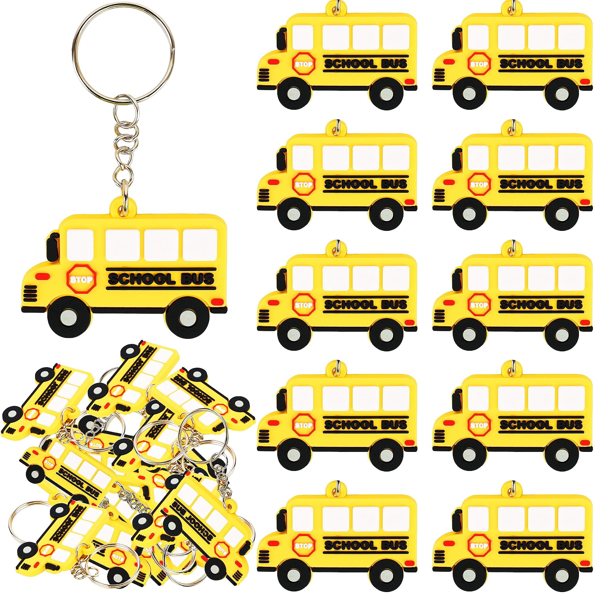 Conagel 24 Pcs Mini IFF17 School Bus Keychain Bulk Back to School Bus ...
