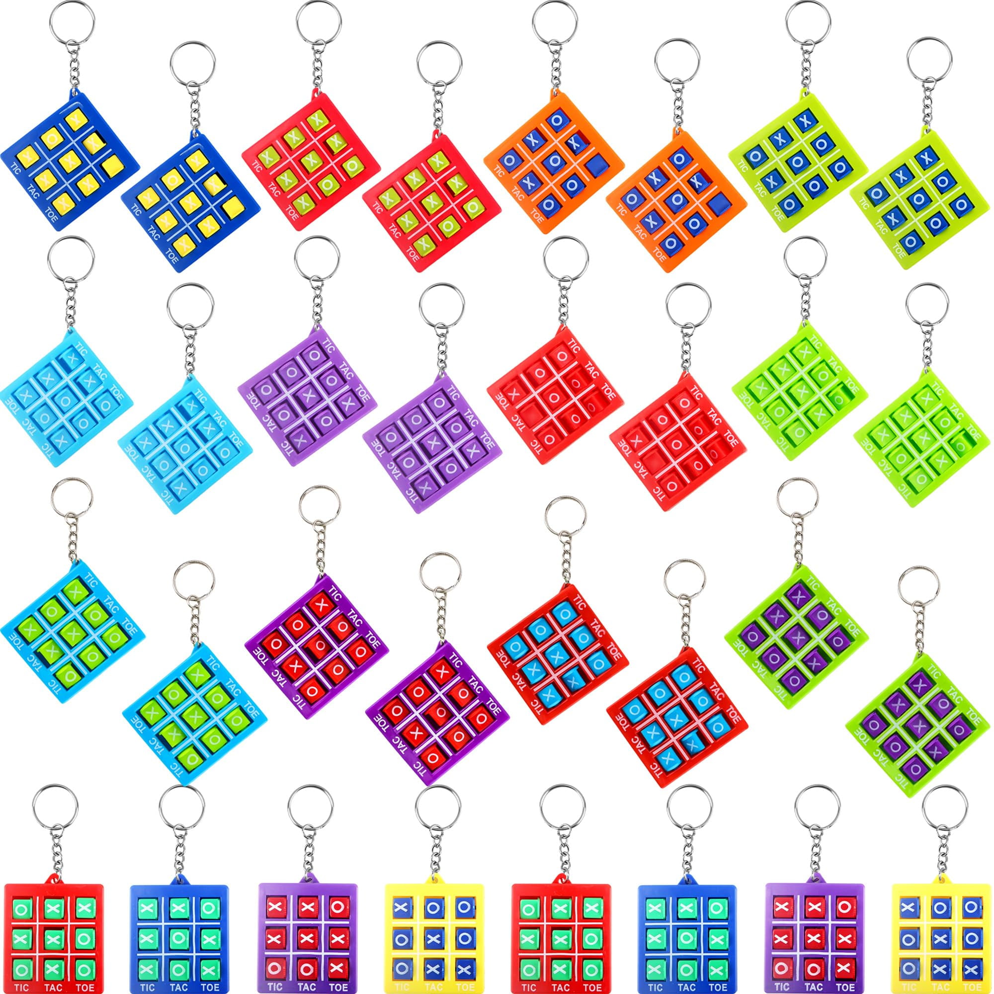 Conagel 32 Pack Tic Tac Toe Keychain Mini Tic-Tac-Toe keyholders Tic ...