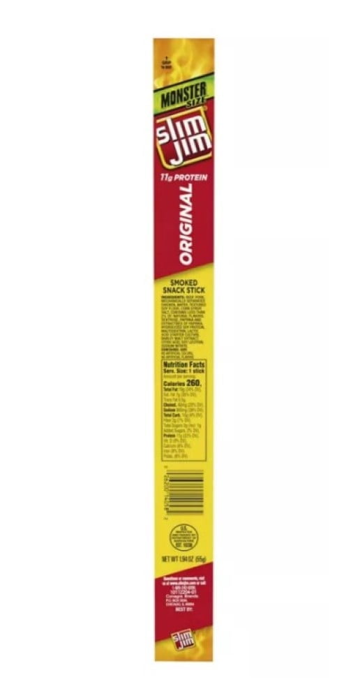 Conagra 112441 Slim Jim Monster Smoked Meat Stick Original Flavor 1.94 ...