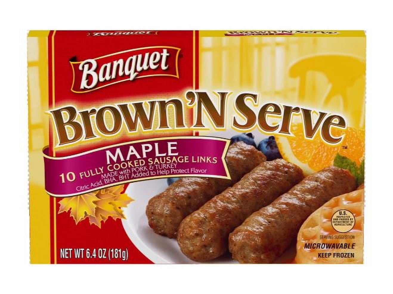 Conagra Banquet Fully Cooked Brown and Serve Maple Breakfast Sausage ...