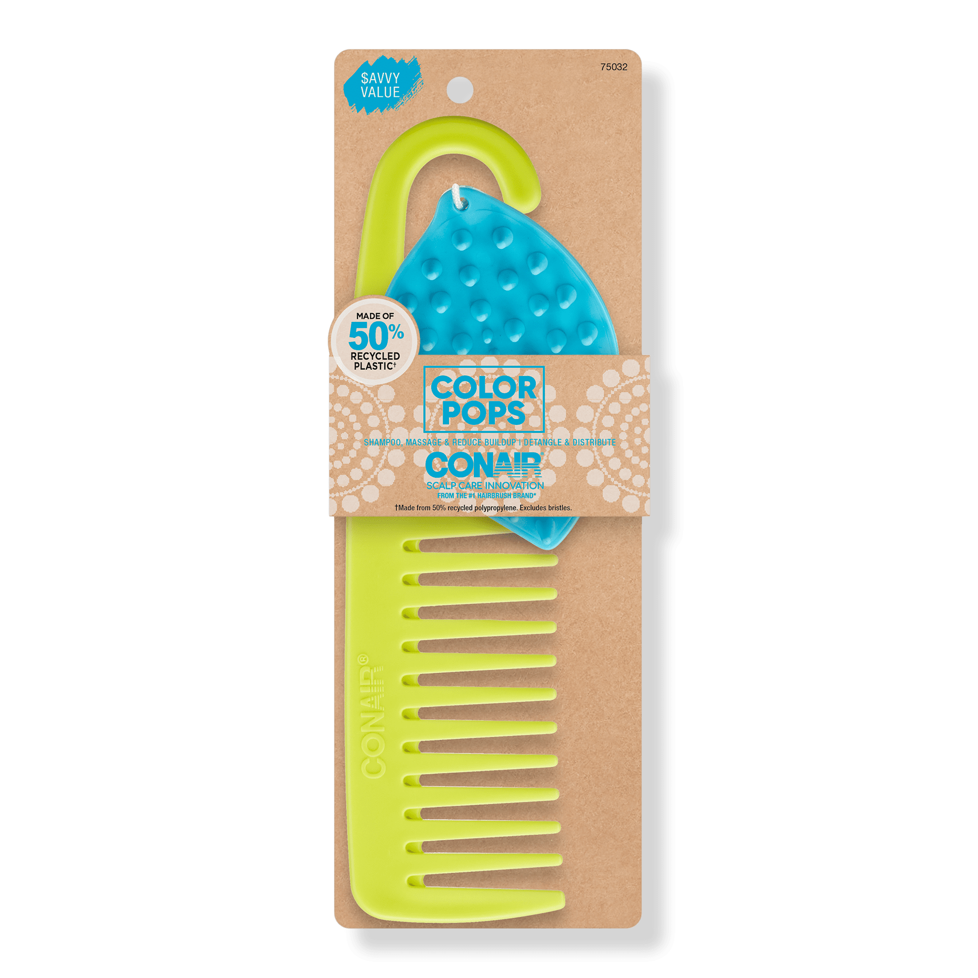 Conair Color Pops Shampoo Scalp Massage & Shower Comb Value Pack, 2 ...