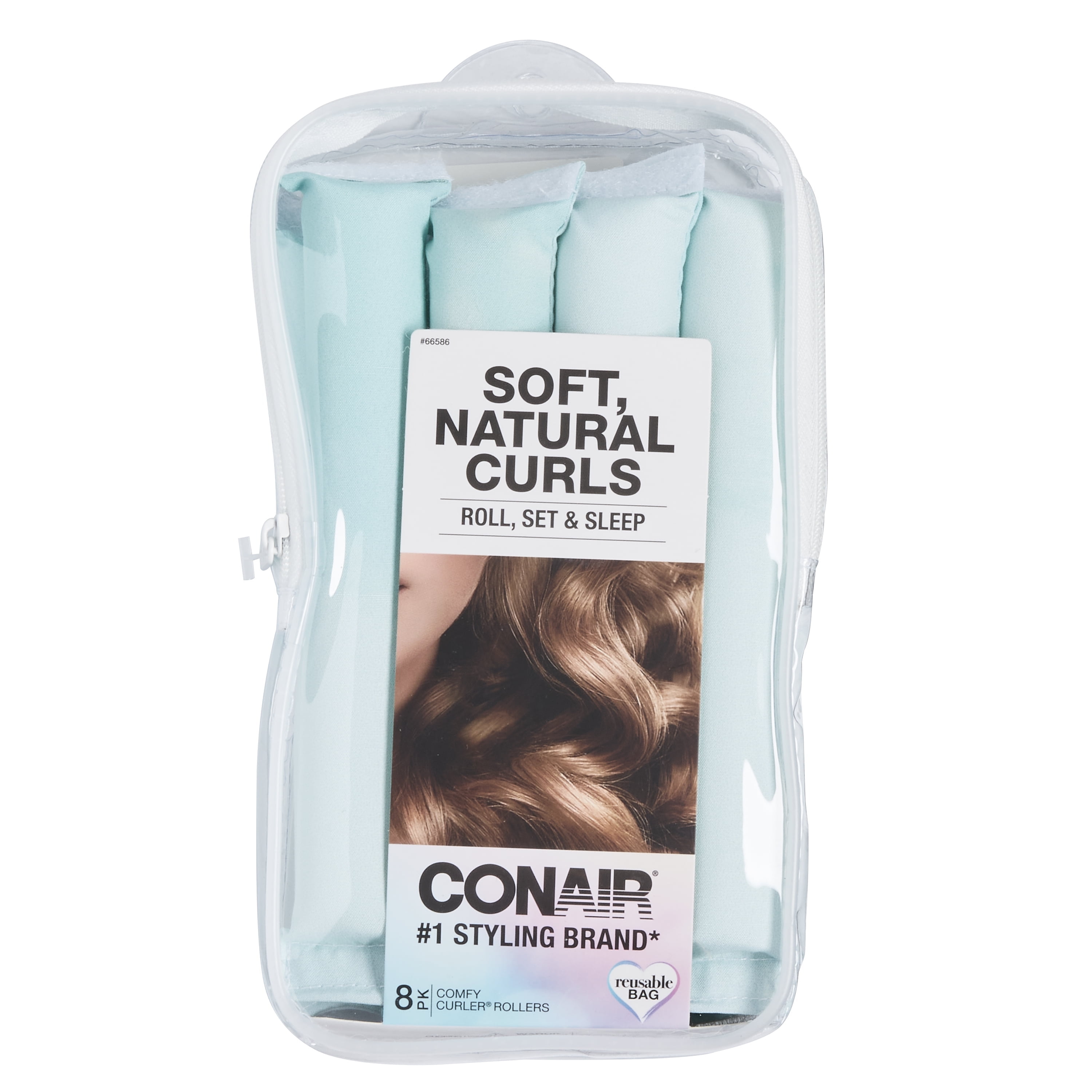 Conair Comfy Curlers 8-Pack Soft Fabric Hair Rollers for Heatless ...