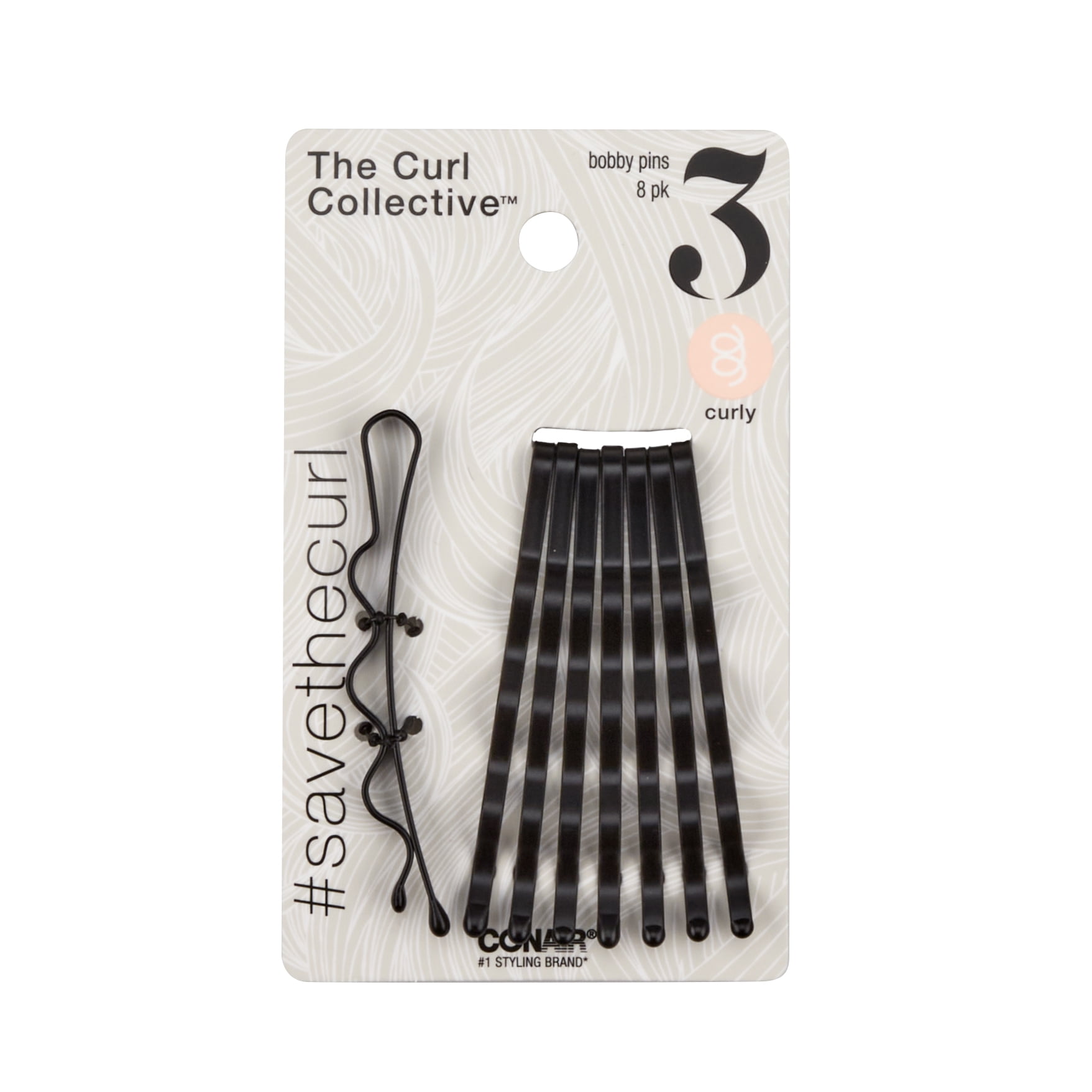 Conair THE CURL COLLECTIVE™ Bobby Pins for Curly Hair, 6.5 cm, 8 Count ...