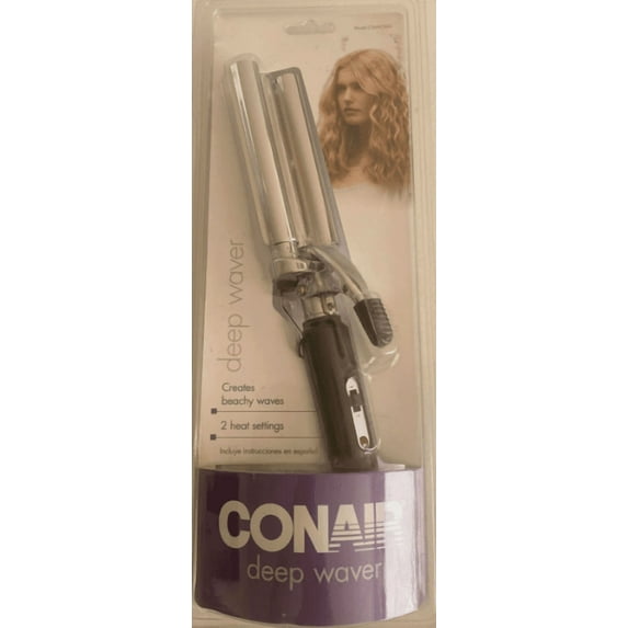 Conair - Deep Waver Double Barrel Curler, Creates Beachy Waves, Purple ...