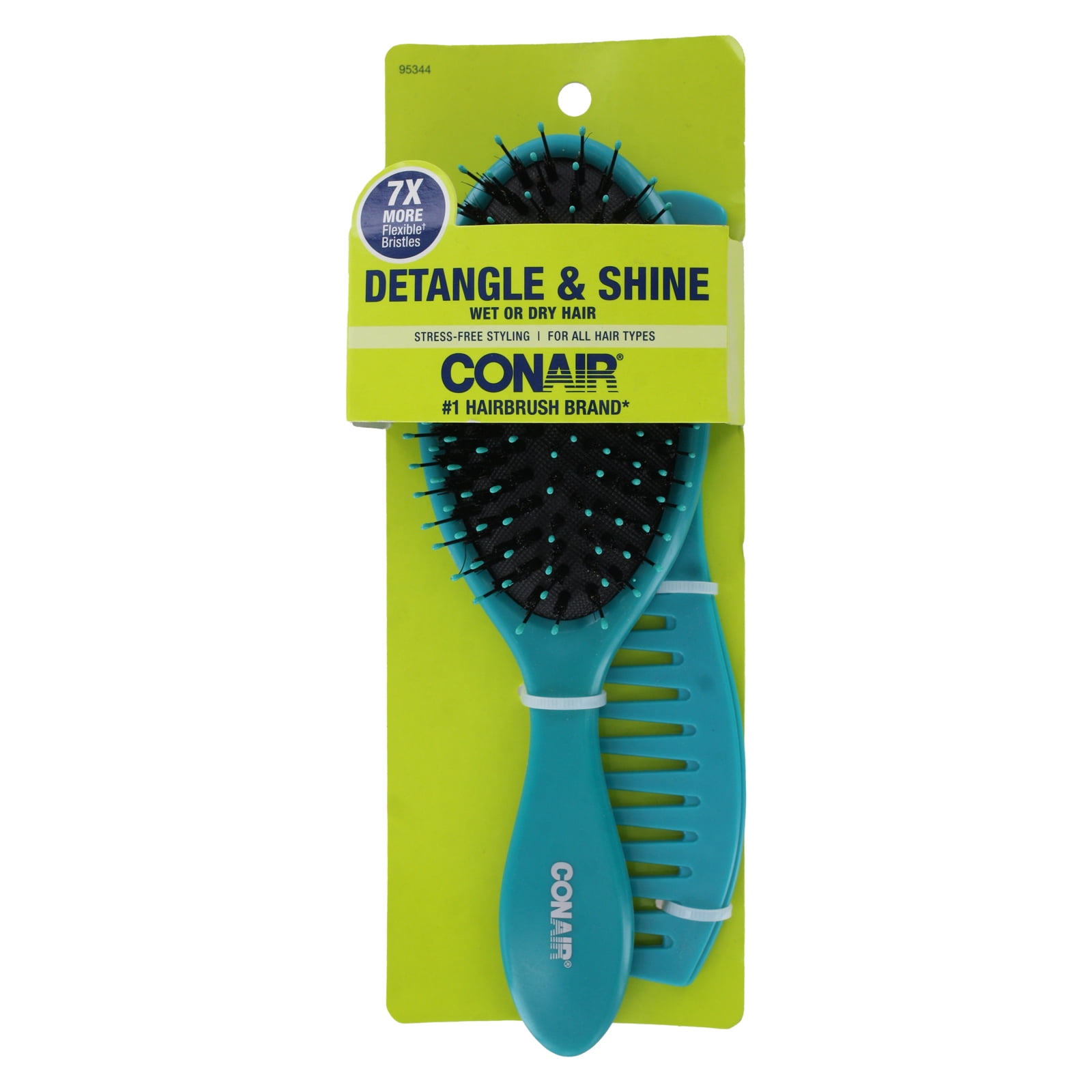 Conair Detangle and Shine Hair Brush and Comb Set, Wet or Dry, 2-Piece ...