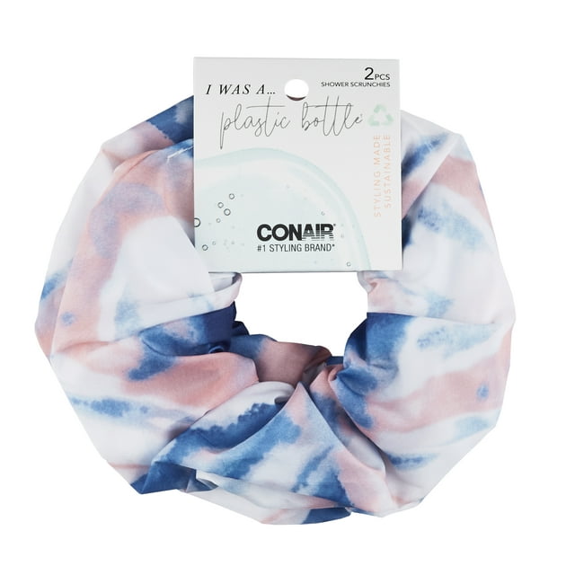 Conair Earth-Friendly Planet Upcycled Shower Scrunchie Hair Ties, Blue ...