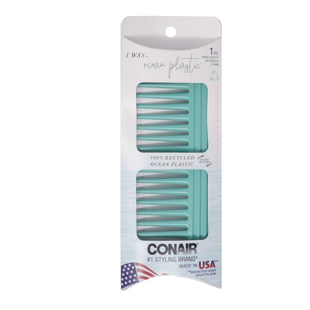 Conair Earth-Friendly Planet Upcycled Wide-Tooth All-Purpose Comb, Mint ...