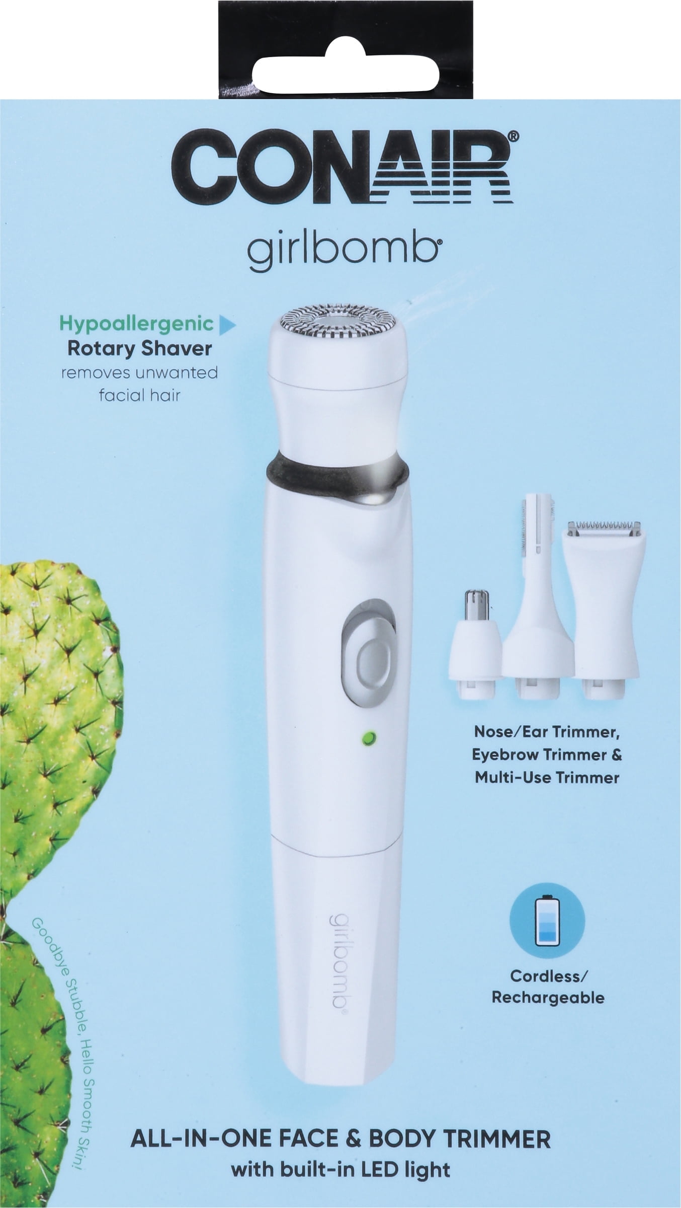 The Conair GIRLBOMB All-in-One Face/Body Trimmer and Shaver Set for ...