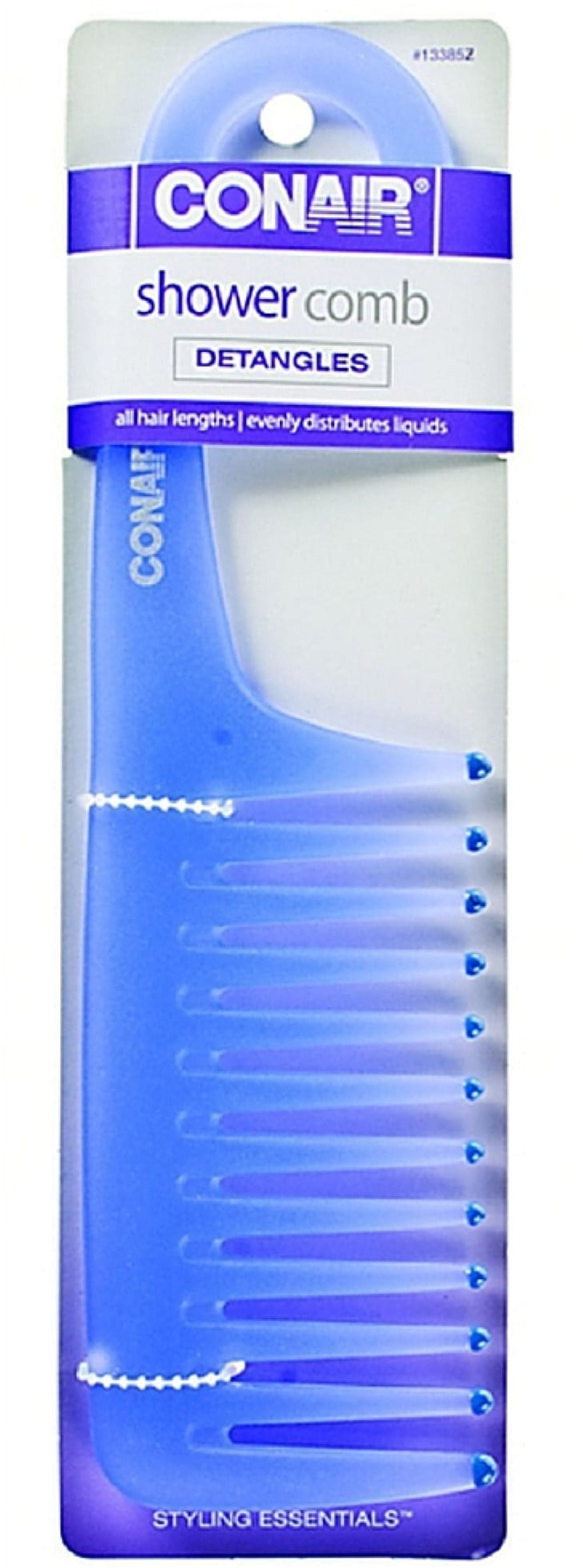 Conair Wide Tooth Shower Comb, Detangles Wet or Dry Hair, Curved Handle ...