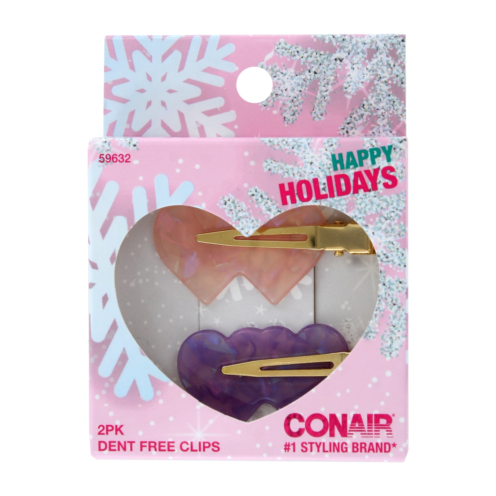 Conair Happy Holidays Dent Free Hair Clips, Assorted Colors, 2-Pieces ...