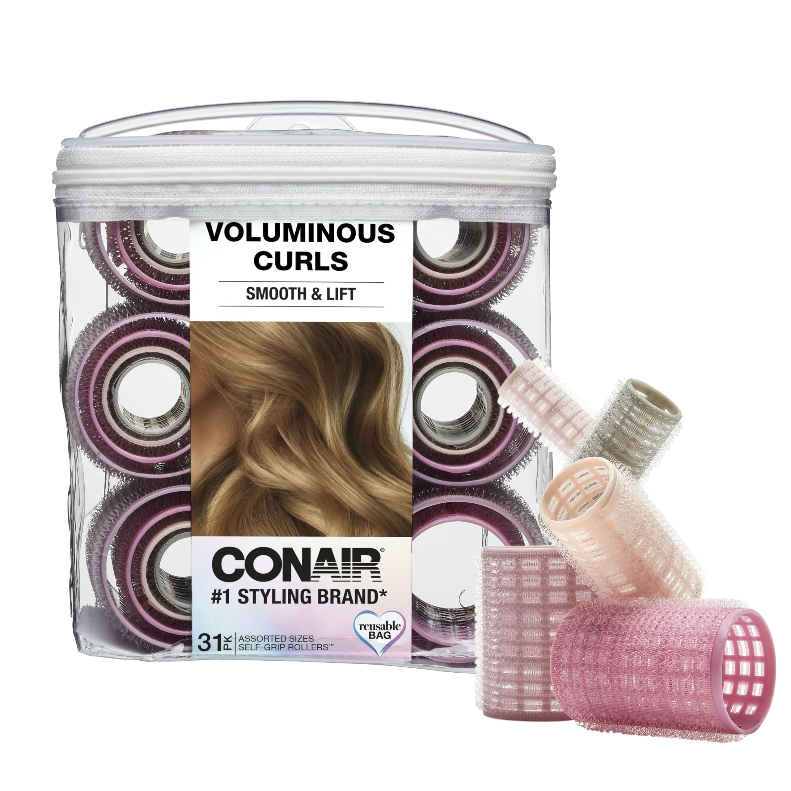 Conair Heatless Curls Hair Roller - 31 Count, Assorted sizes & Colors ...