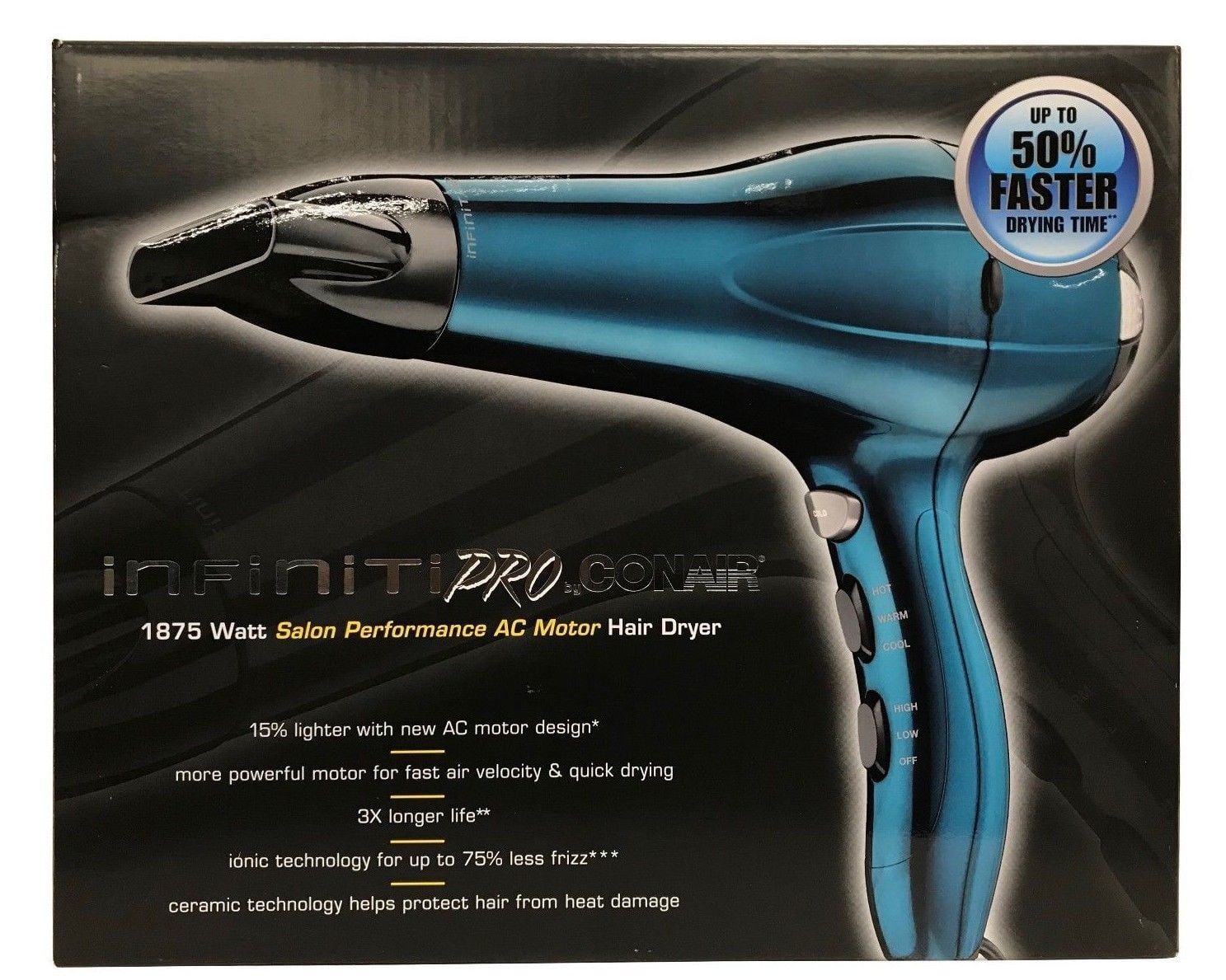 Conair Infiniti Pro Hair Dryer, 1875 Watt, Salon Performance AC Motor ...