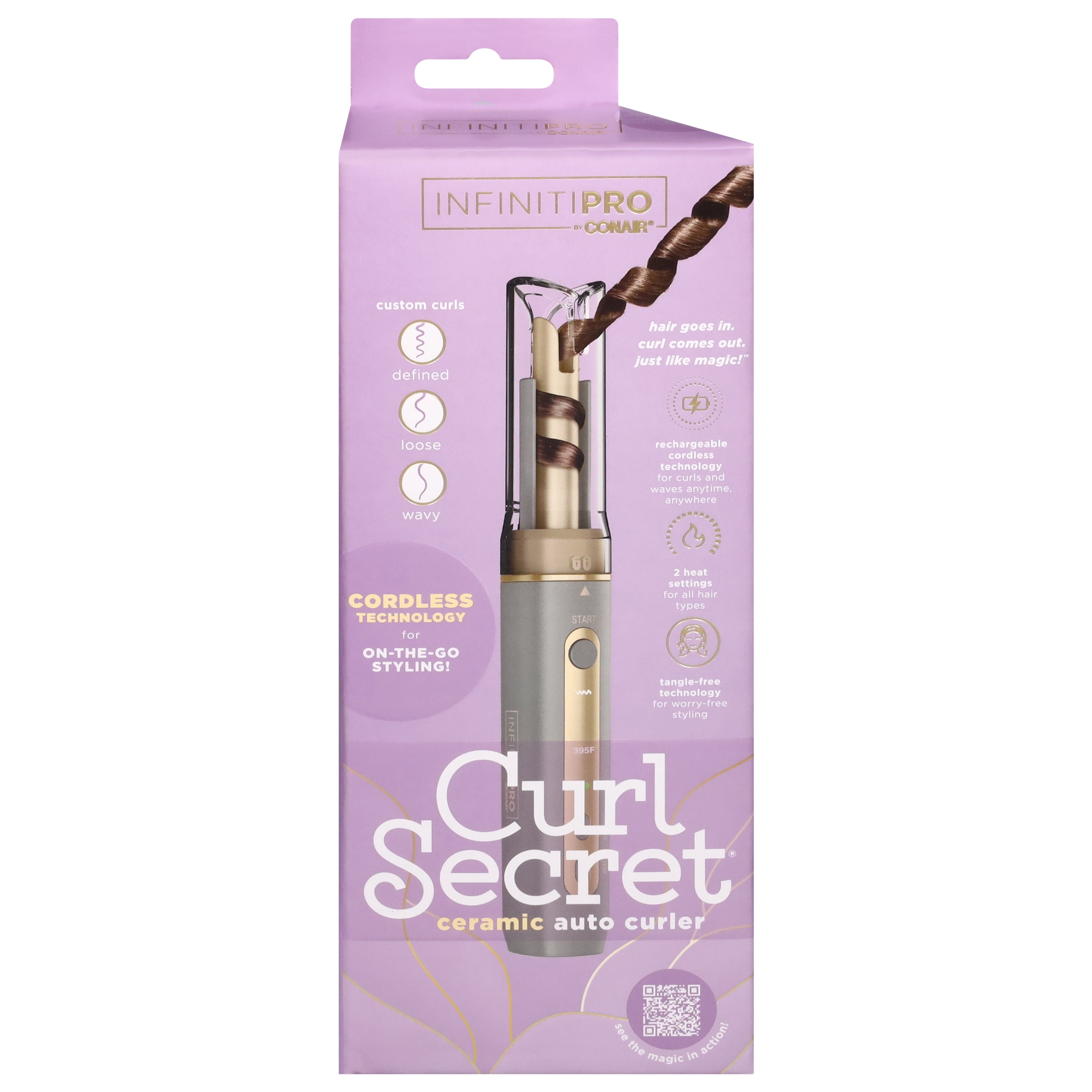 Conair InfinitiPRO Curl Secret Cordless Mini Auto Curler, 1/2" Travel ...