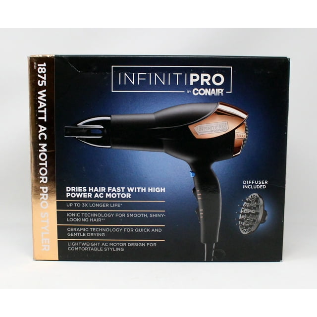 Conair InfinitiPro AC Pro Styler Hair Dryer, Black and Gold, 1875 Watts ...