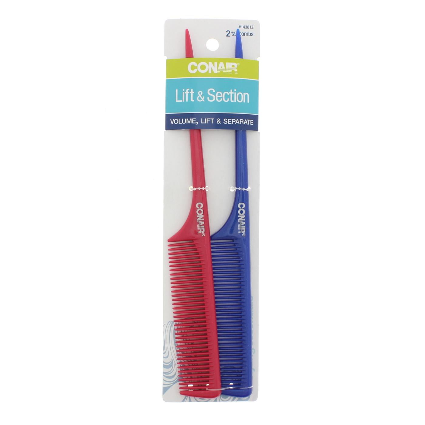 Conair Lift & Section Tail Style Combs, Assorted Colors - 2 ct ...