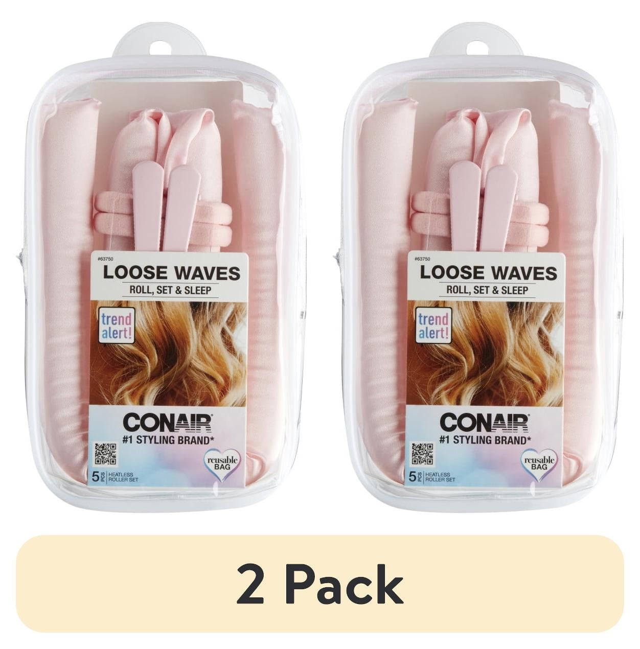 (2 pack) Conair Loose Waves Heatless Satin Foam Soft Twist Hair Roller ...