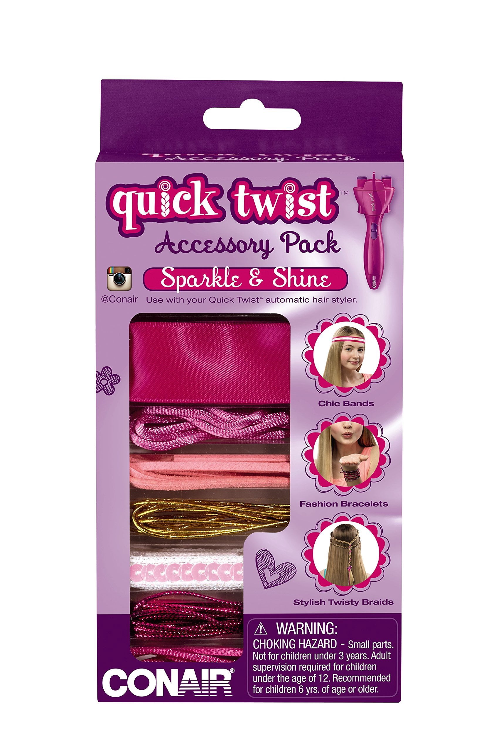 Conair Quick Twist Hair Braider Accessory Kit, Sparkle and Shine ...