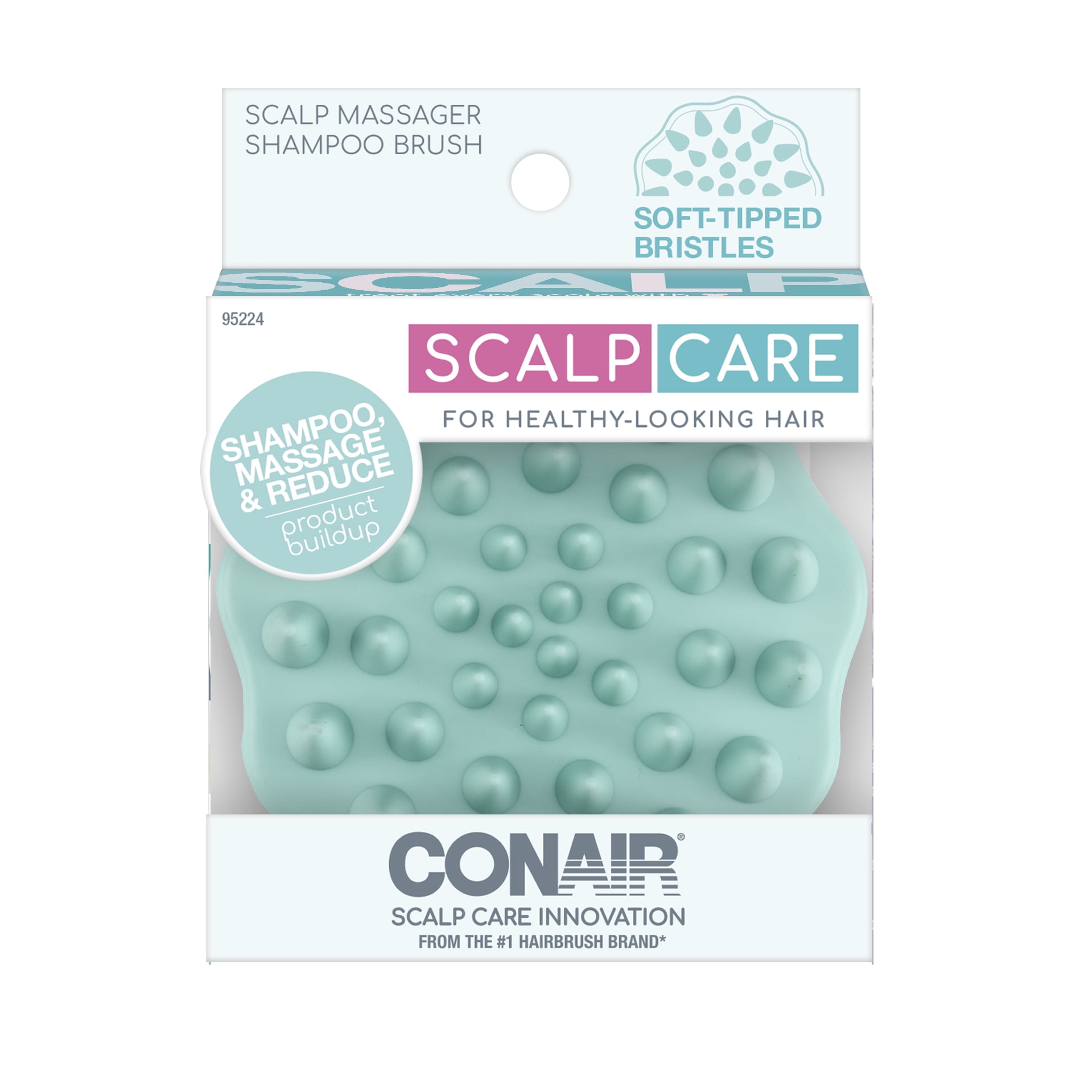 Conair Scalp Care Shampoo Scalp Massage Hair Brush with Soft Tipped ...