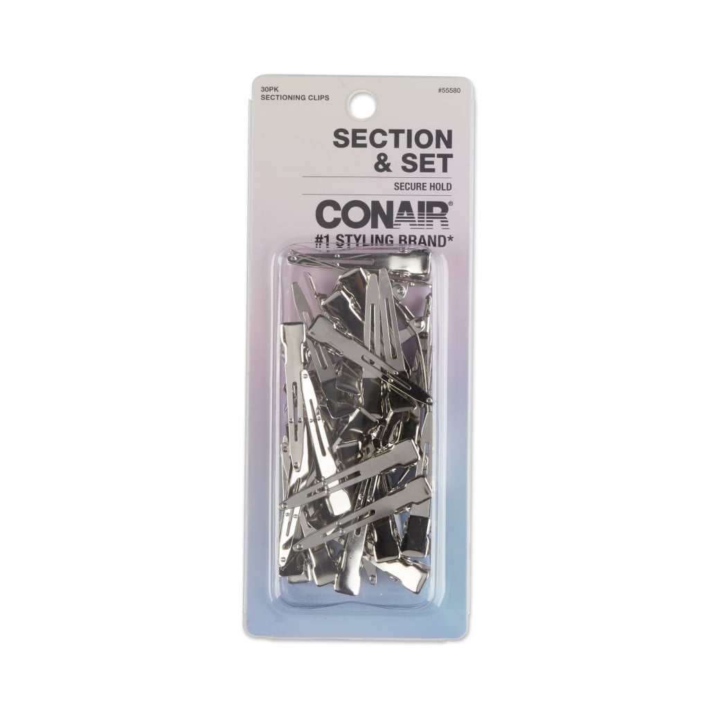 Conair Metal Curl Styling Grip Clips, Single Prong Pin-up, Silver, 30 ...