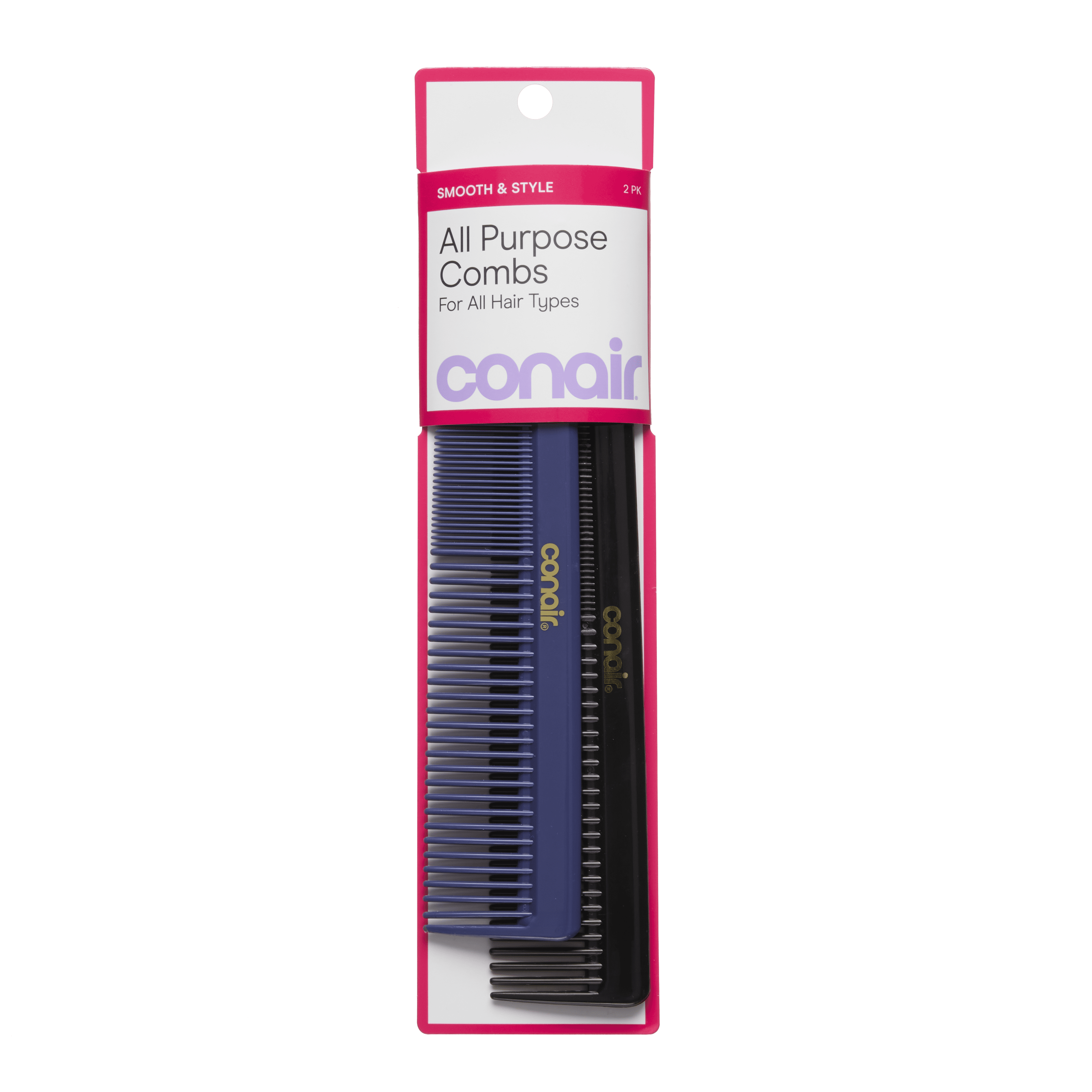 Conair 2-Pack Hair Combs for All-Purpose Styling & Everyday Use, Colors ...