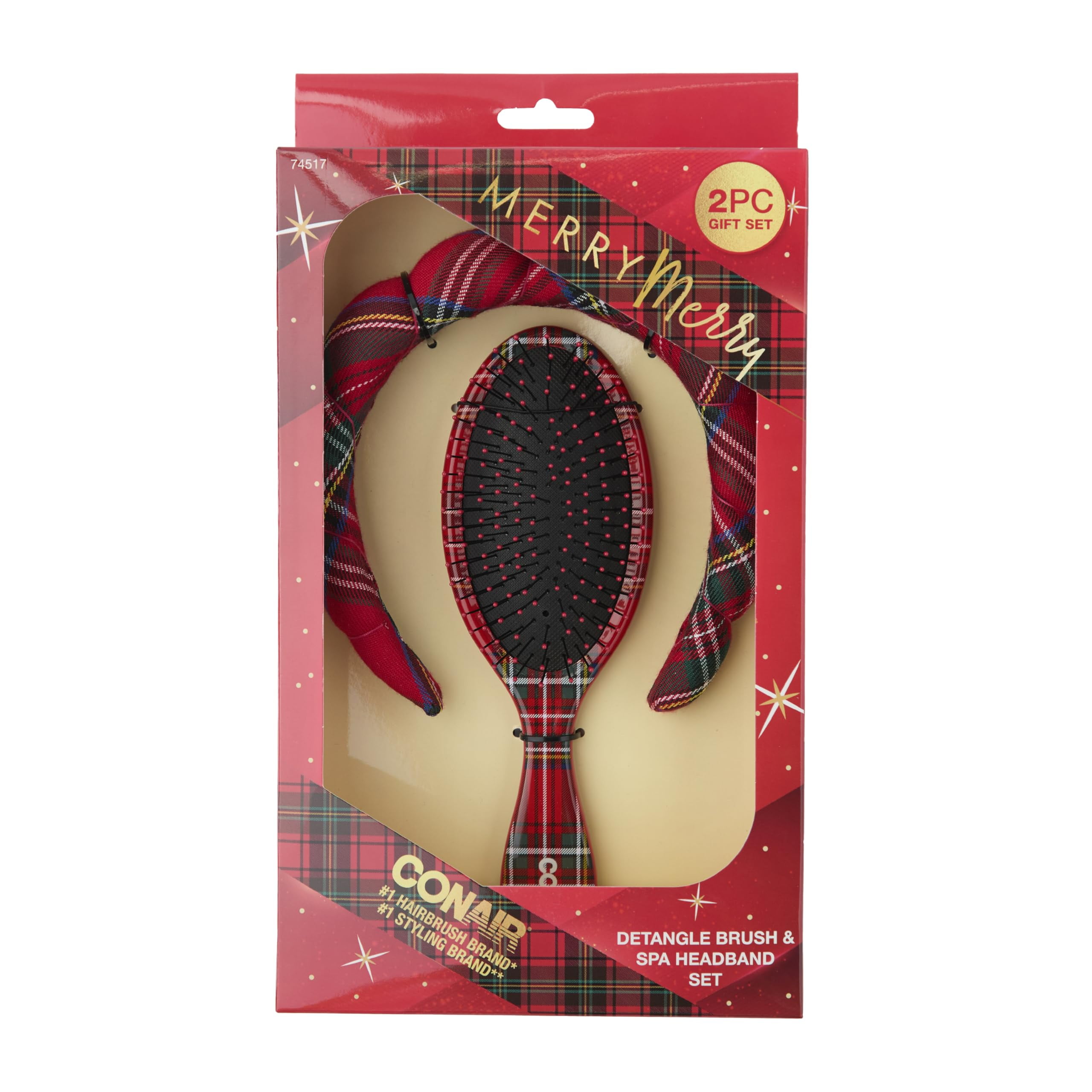 Conair Spa Tartan Headband & Detangle Cushion Brush 2pk Set - spa ...