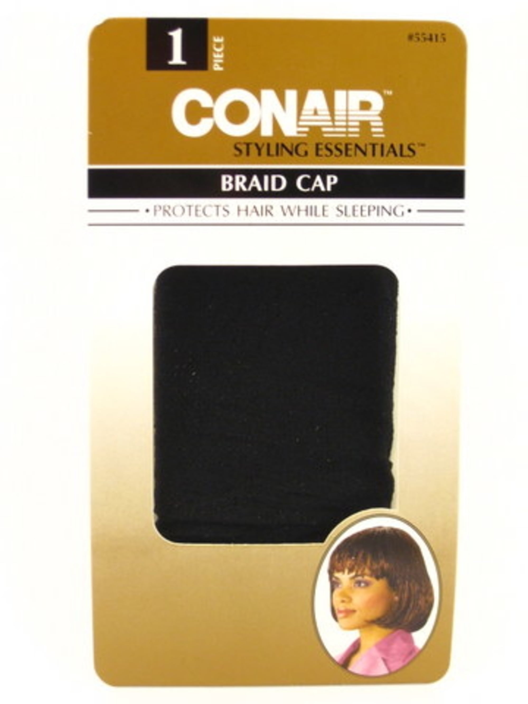 Conair Styling Essentials Black Braid Cap Protects Hair While Sleeping ...