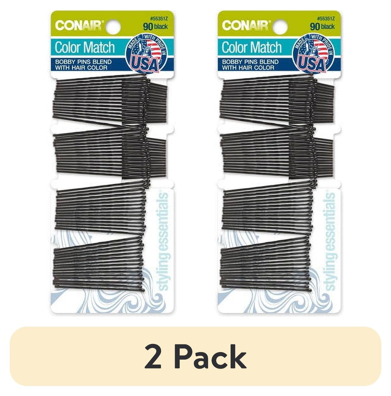 (2 pack) Conair Styling Essentials Bobby Pins, Black, 90 count ...
