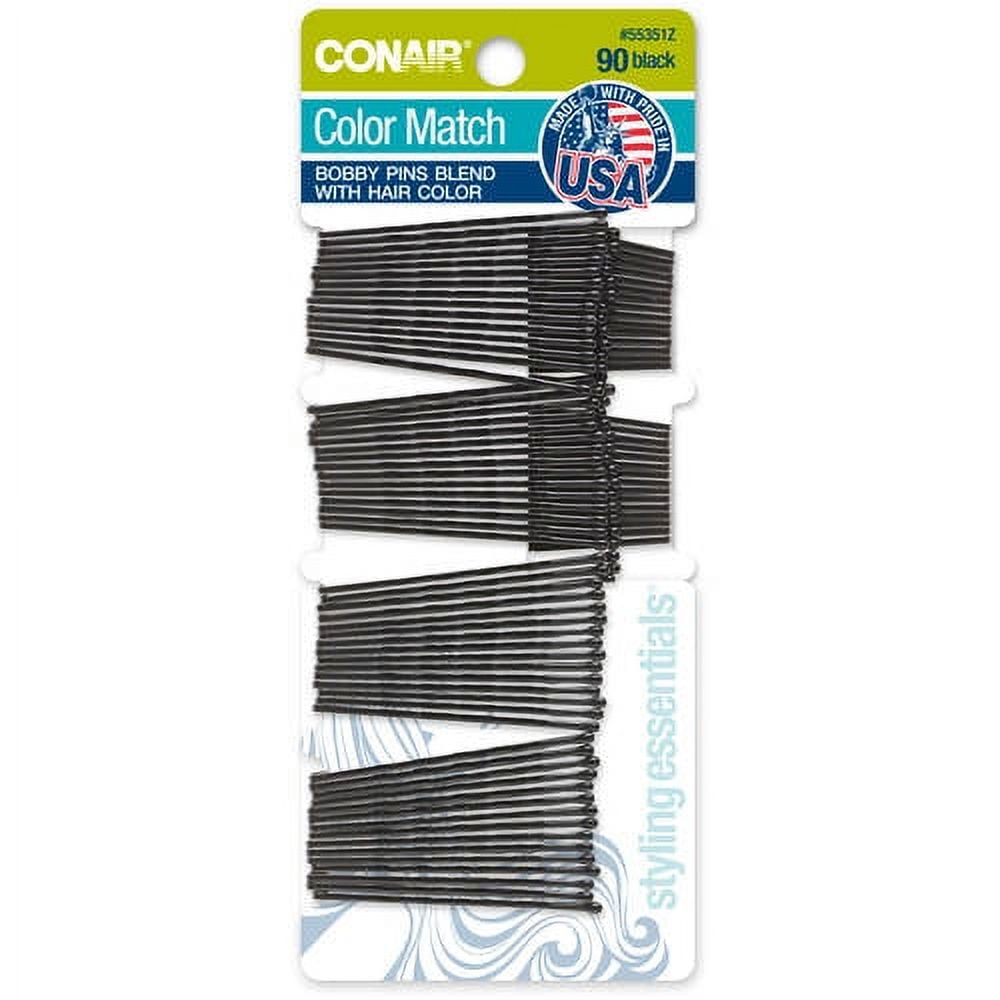 Conair Styling Essentials Bobby Pins, Black, 90 count - Walmart.com