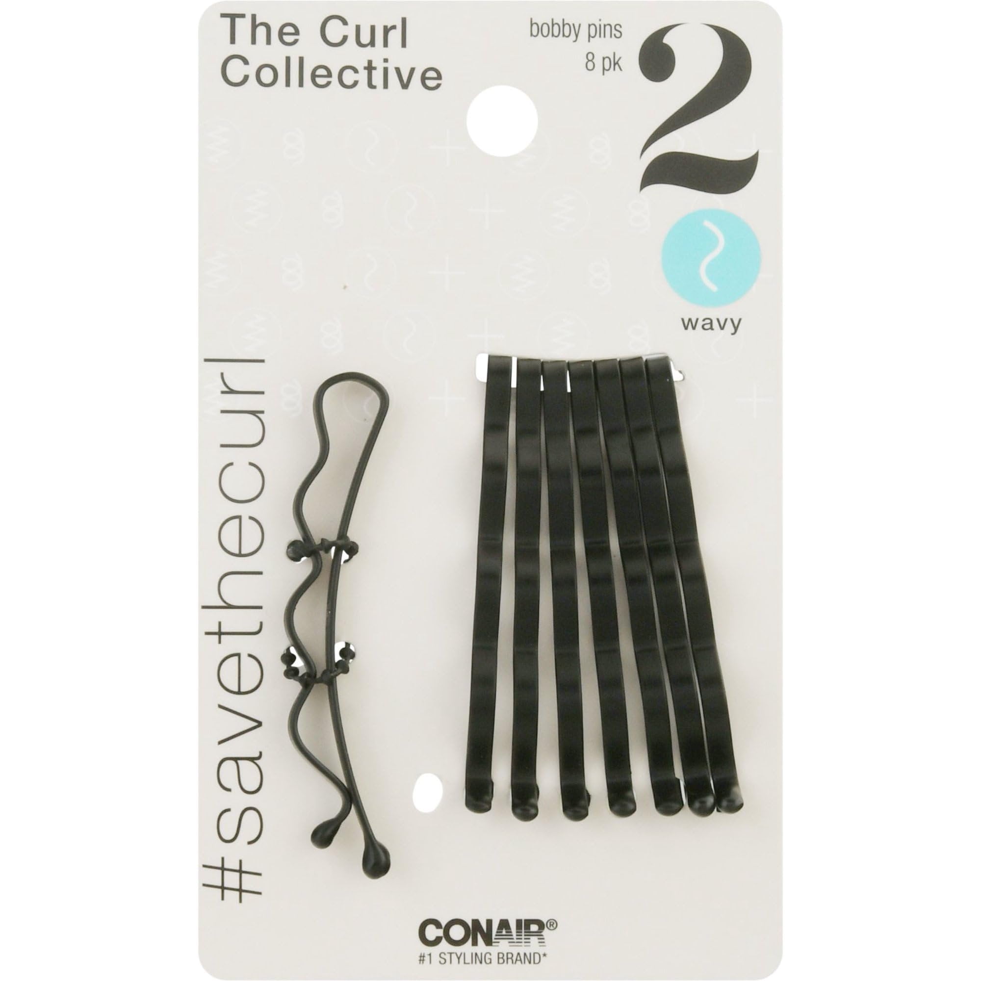 Conair The Curl Collective Bobby Pins Wavy Hair #2 8 Pack Save the Curl ...