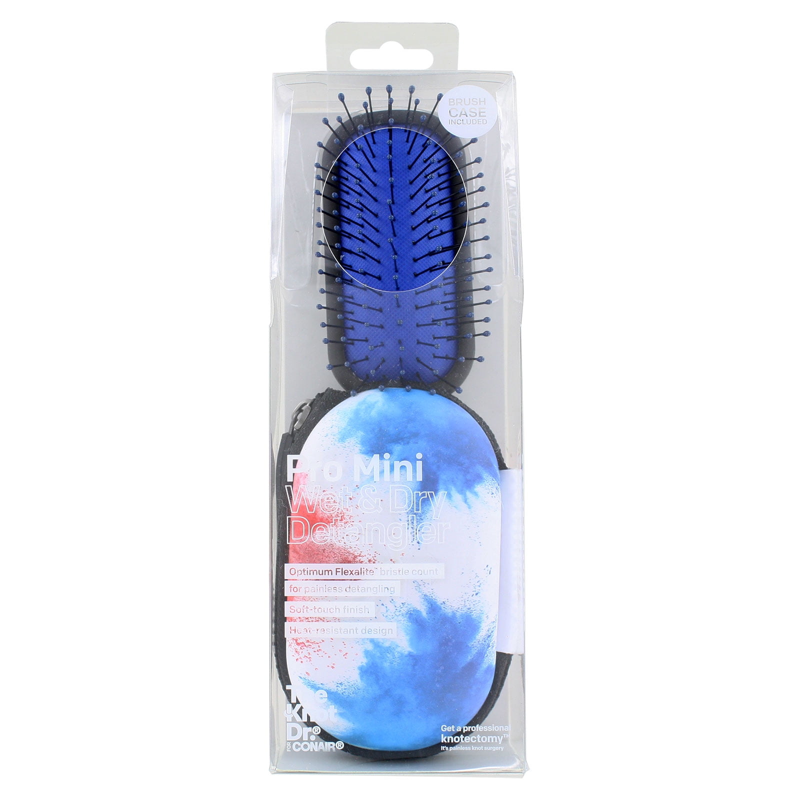 Conair The Knot Dr. Pro Mini Wet & Dry Detangler Hair Brush with Case ...