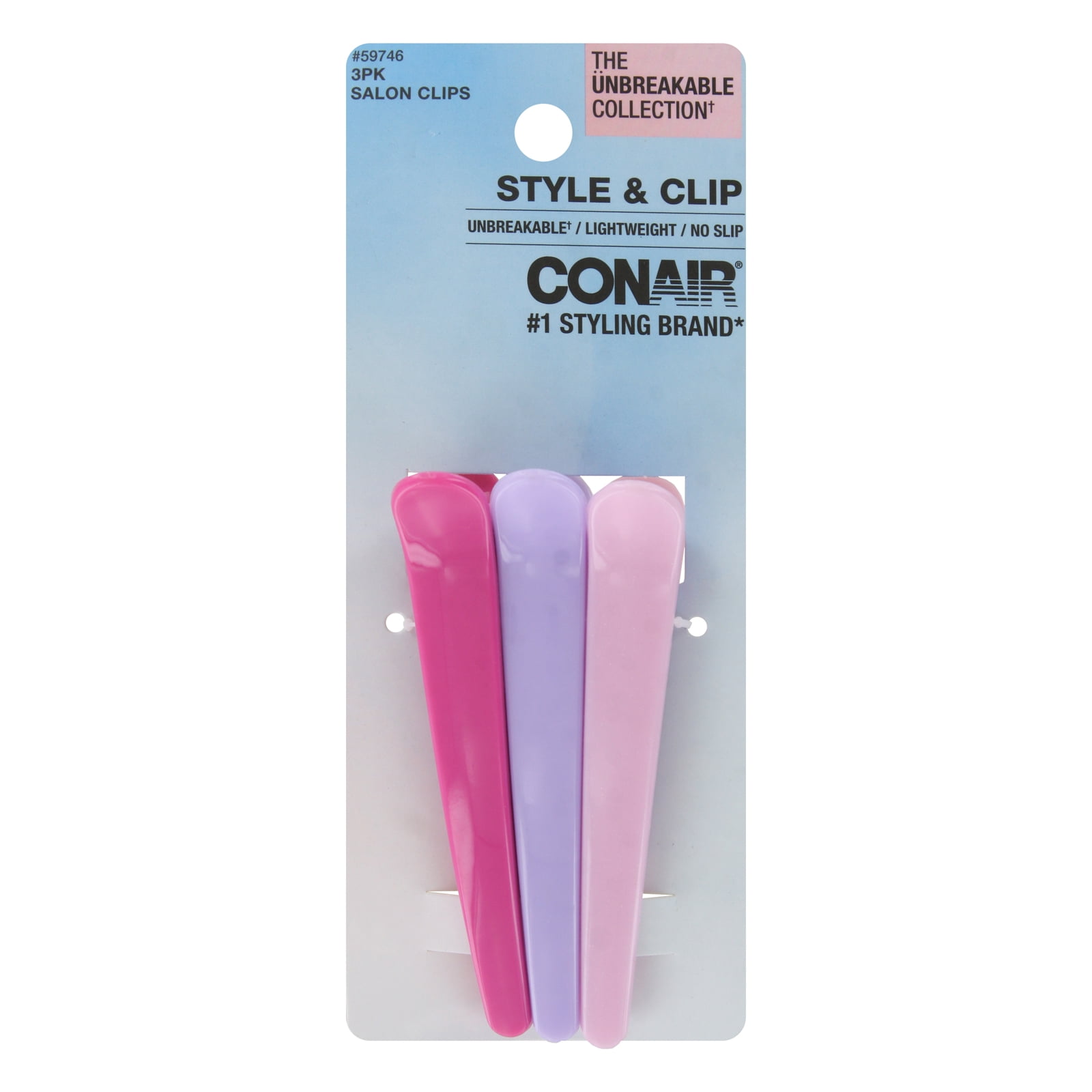 Conair The Unbreakable Style & Clip No Slip Salon Clips, Assorted ...