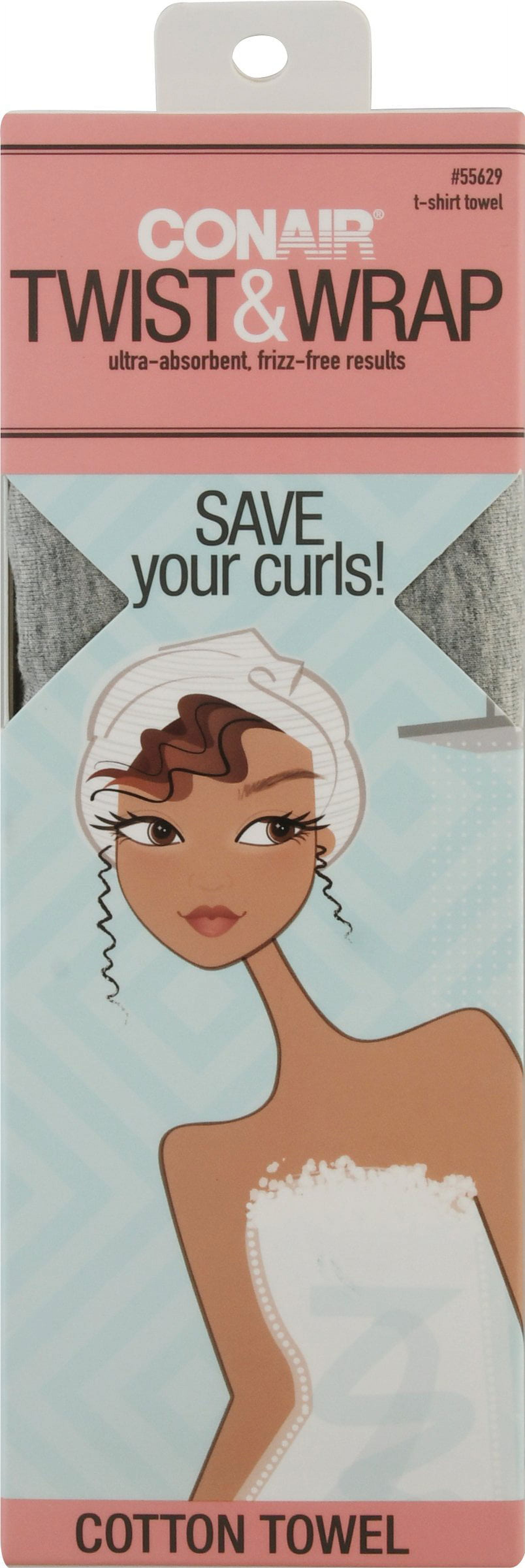 Conair Twist & Wrap Towel, Ultra-Absorbent Cotton Hair Dryer Wrap, Anti ...