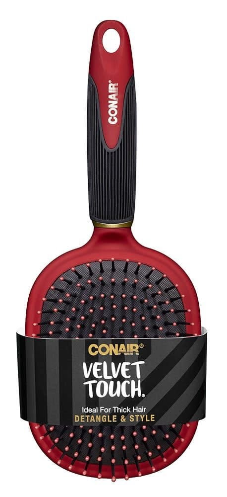 Conair Velvet Touch Detangle & Tangle Paddle Hair Brush- Red - Walmart.com