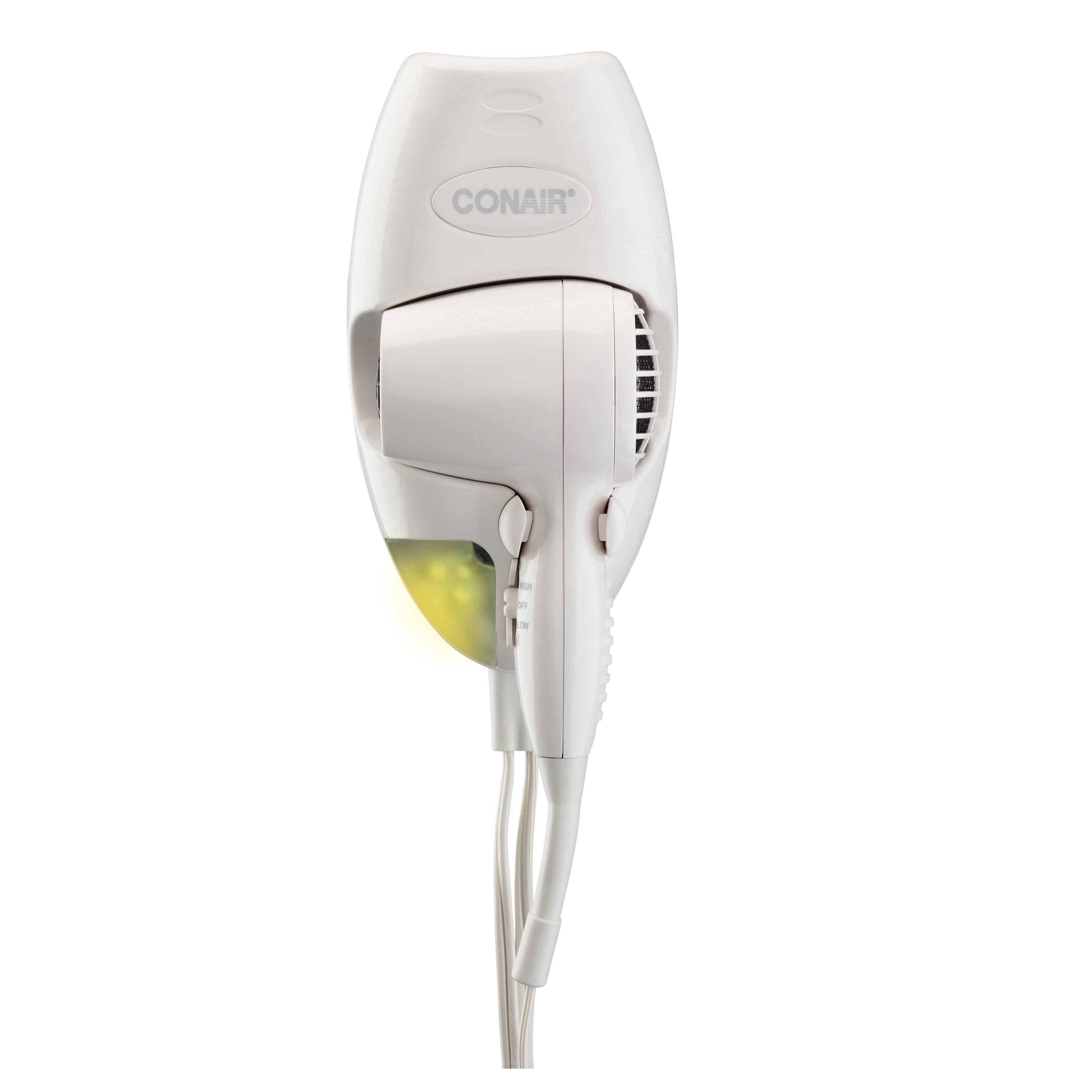 Conair 1600 Watt Wall-Mount Hair Dryer with LED Nightlight, White ...